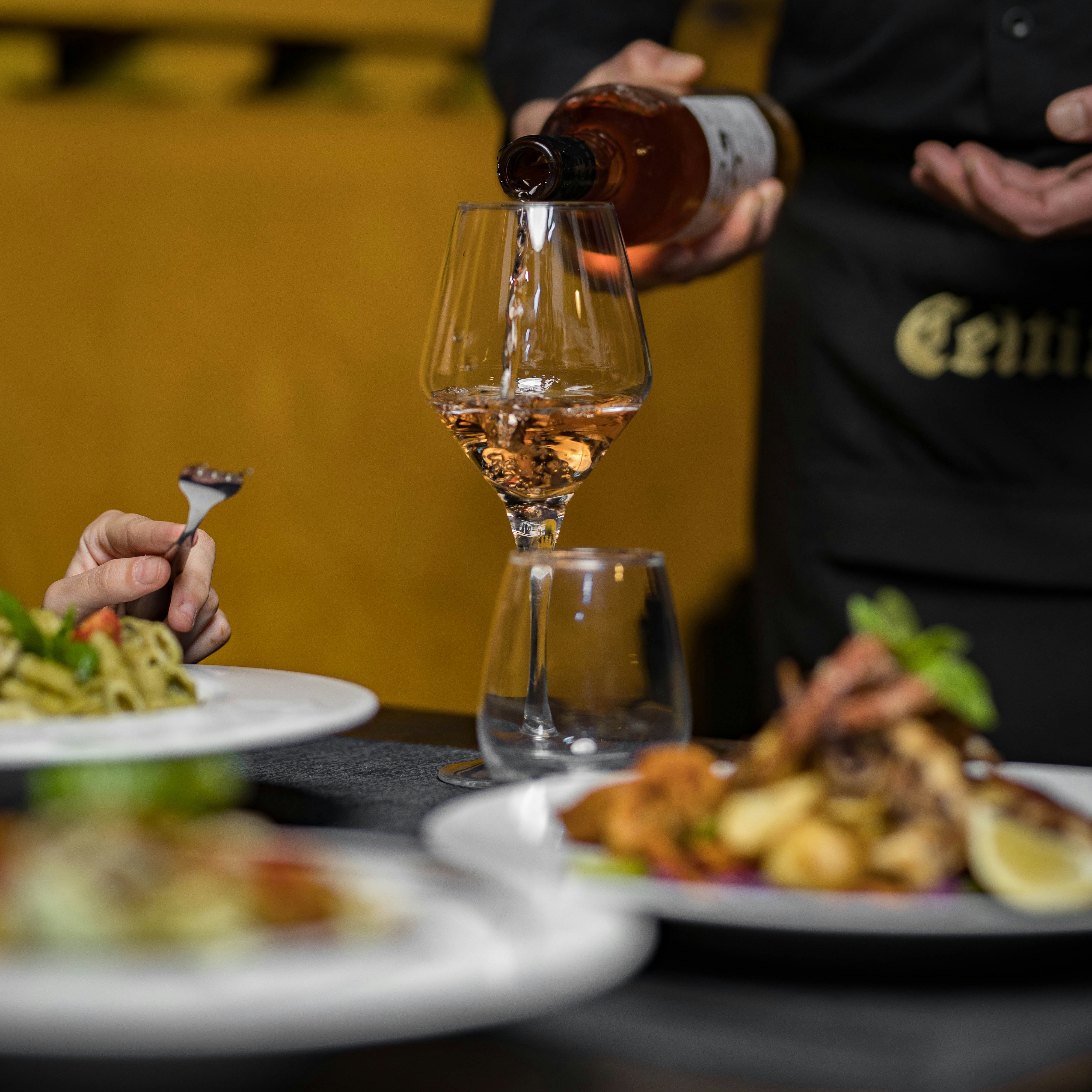 Crystal Pour at Center Stage: Wine Glass Anchors a Gourmet Table