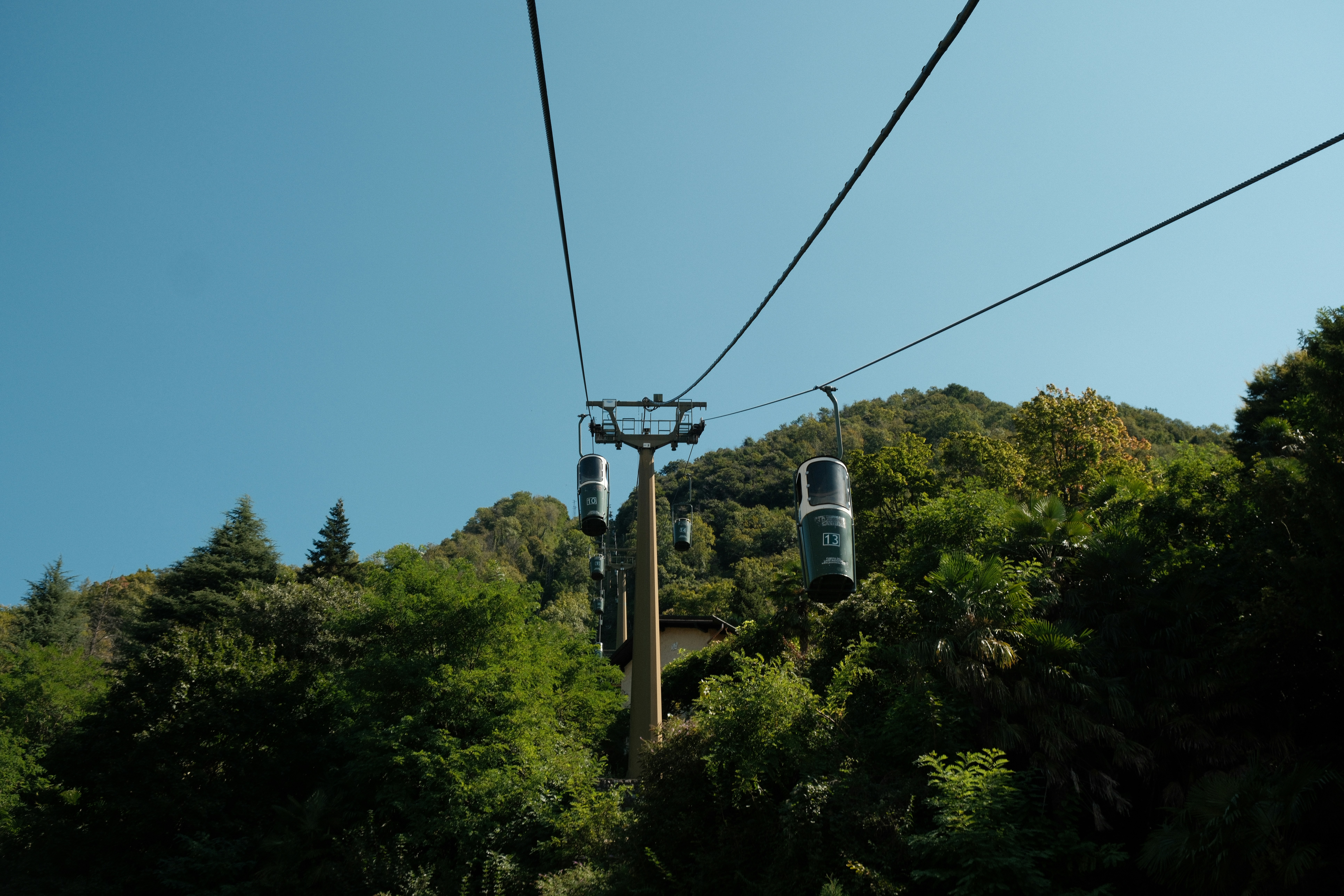 Bucket lift cable car in Stresa, Italy