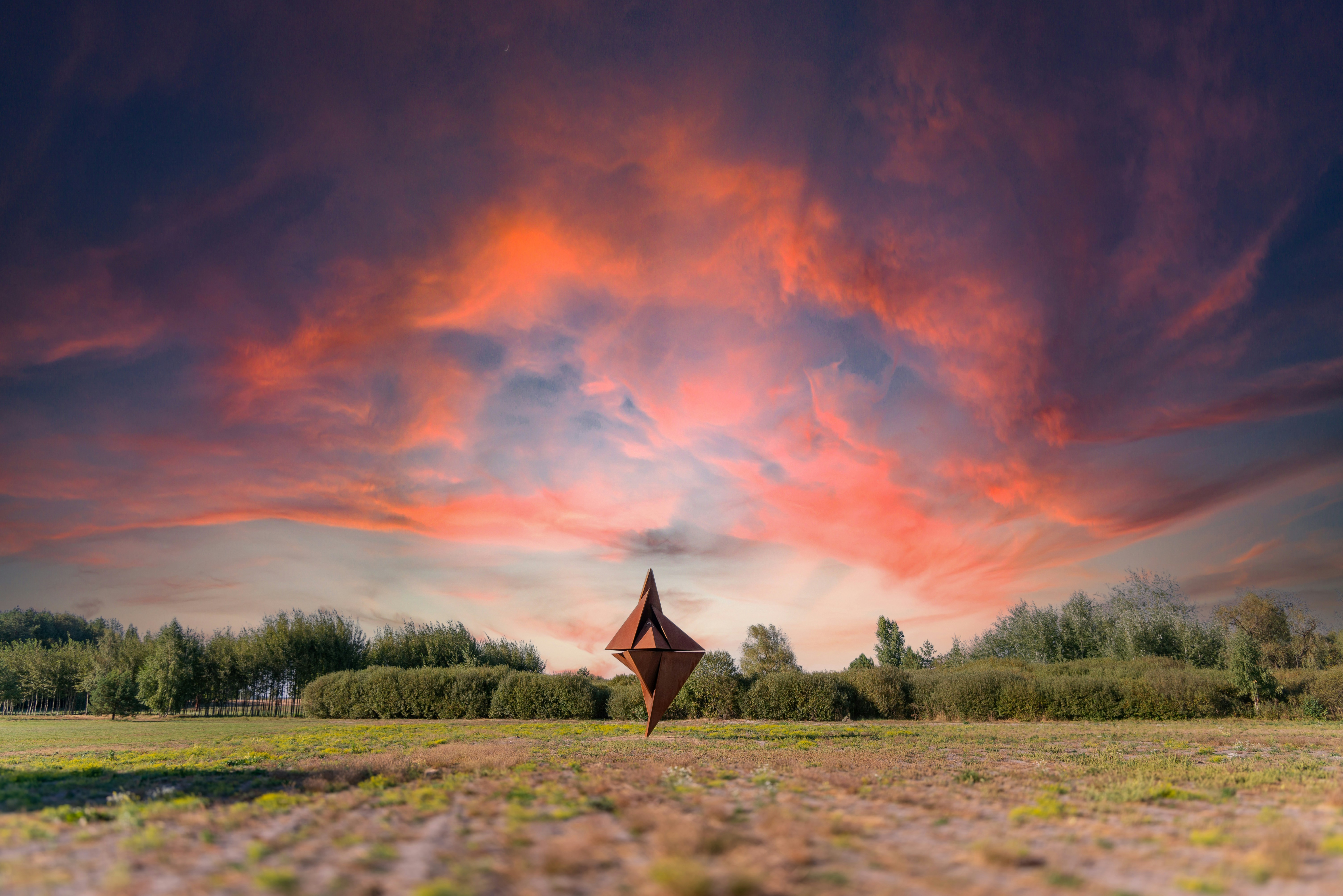 Crimson Prism in a Prairie Sunset