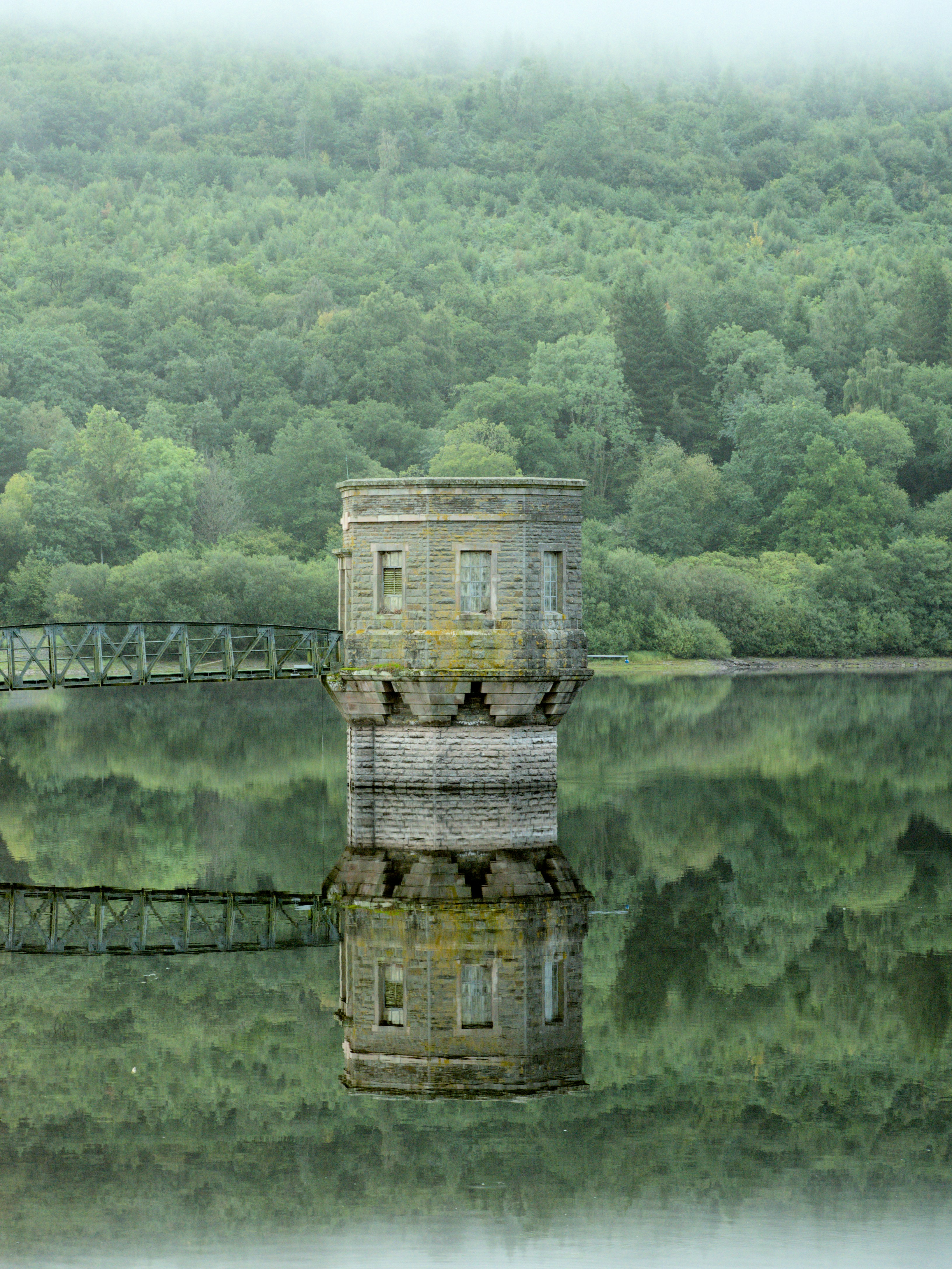 Whispering Turret: Reflections over a Misty Reservoir