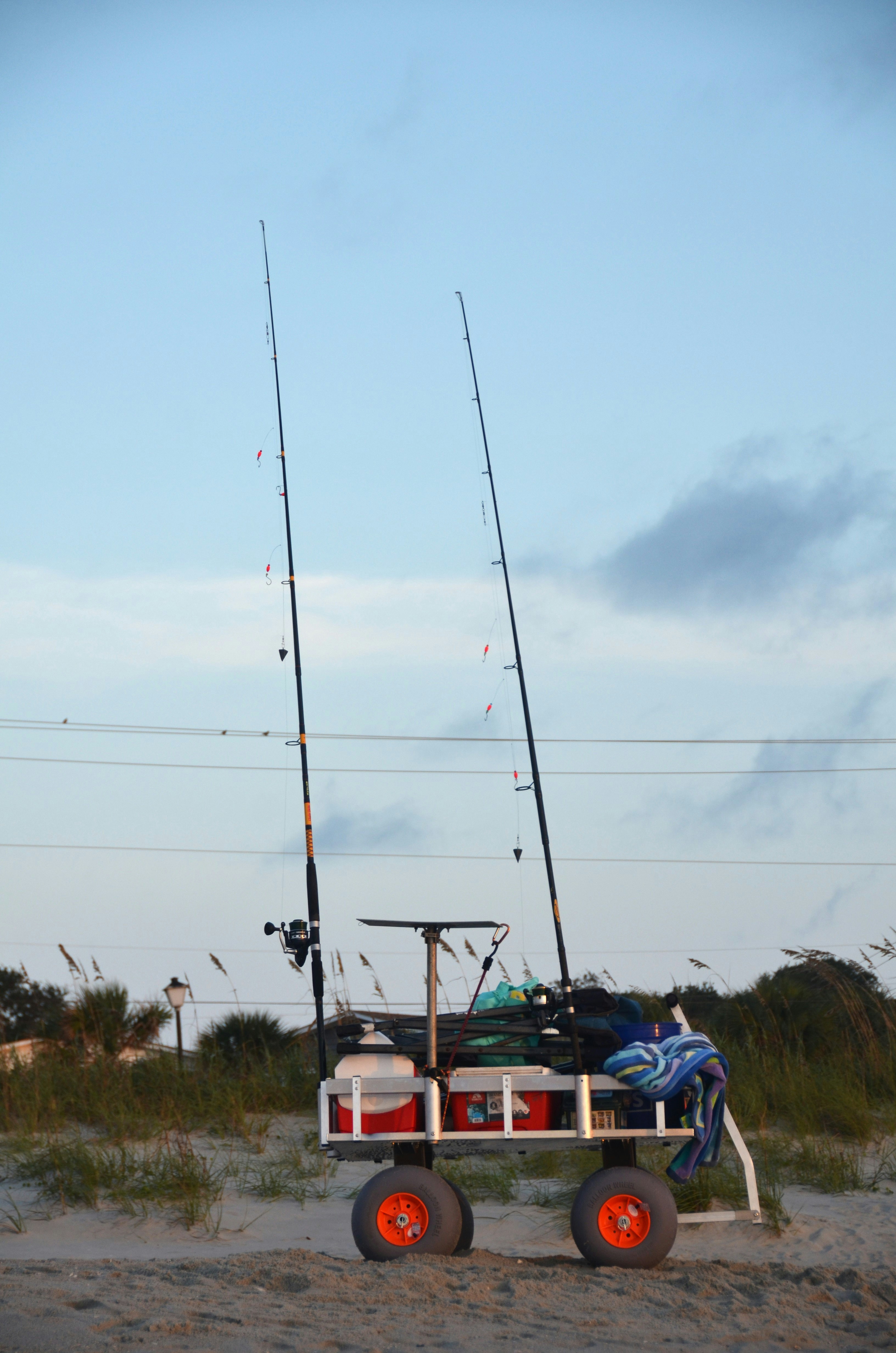 Two Rods and a Tackle Cart: Beachfront Prep for a Quiet Day at Sea