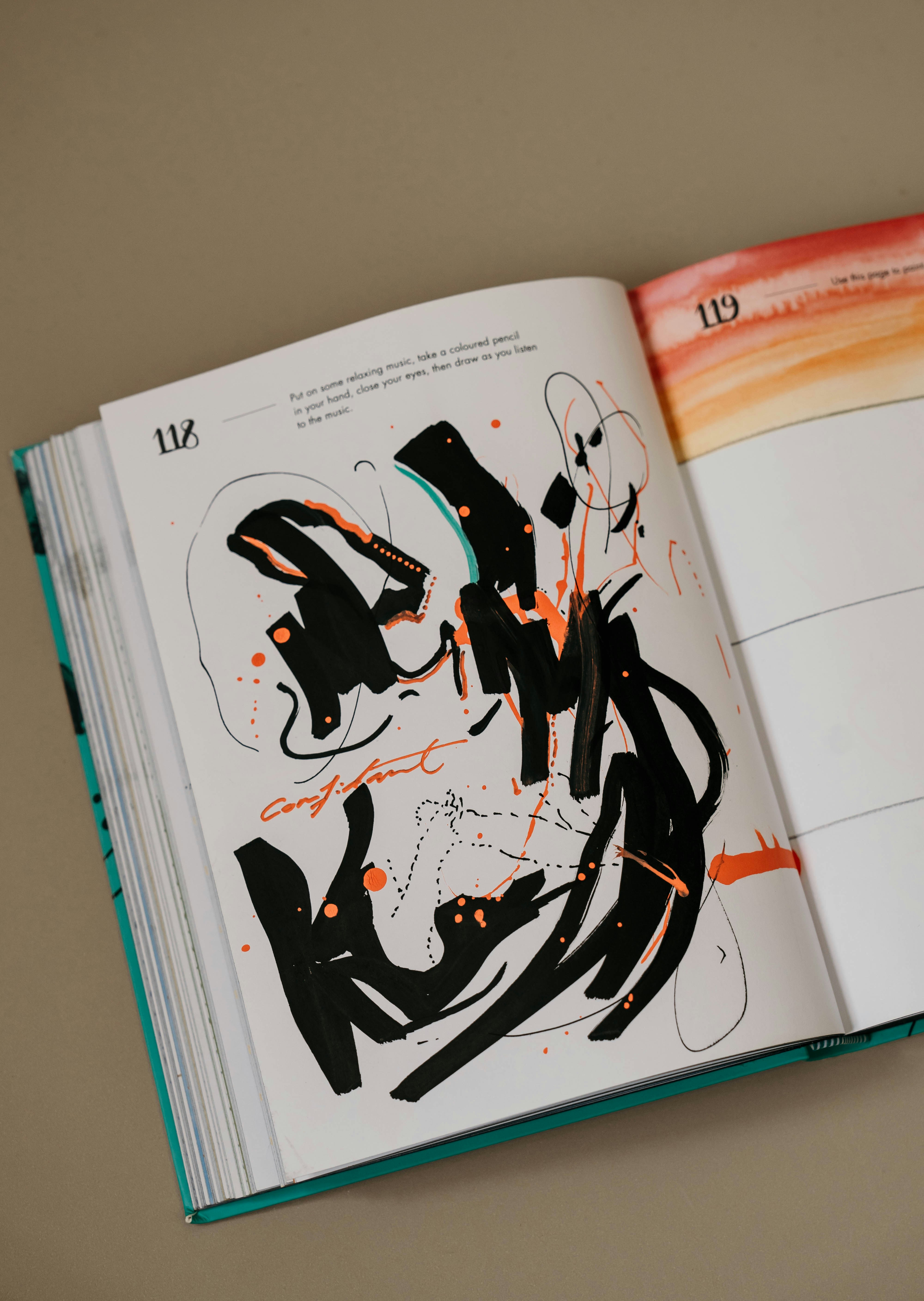 Open Pages, Fluid Lines: An Abstract Sketch Spilled Across a Book