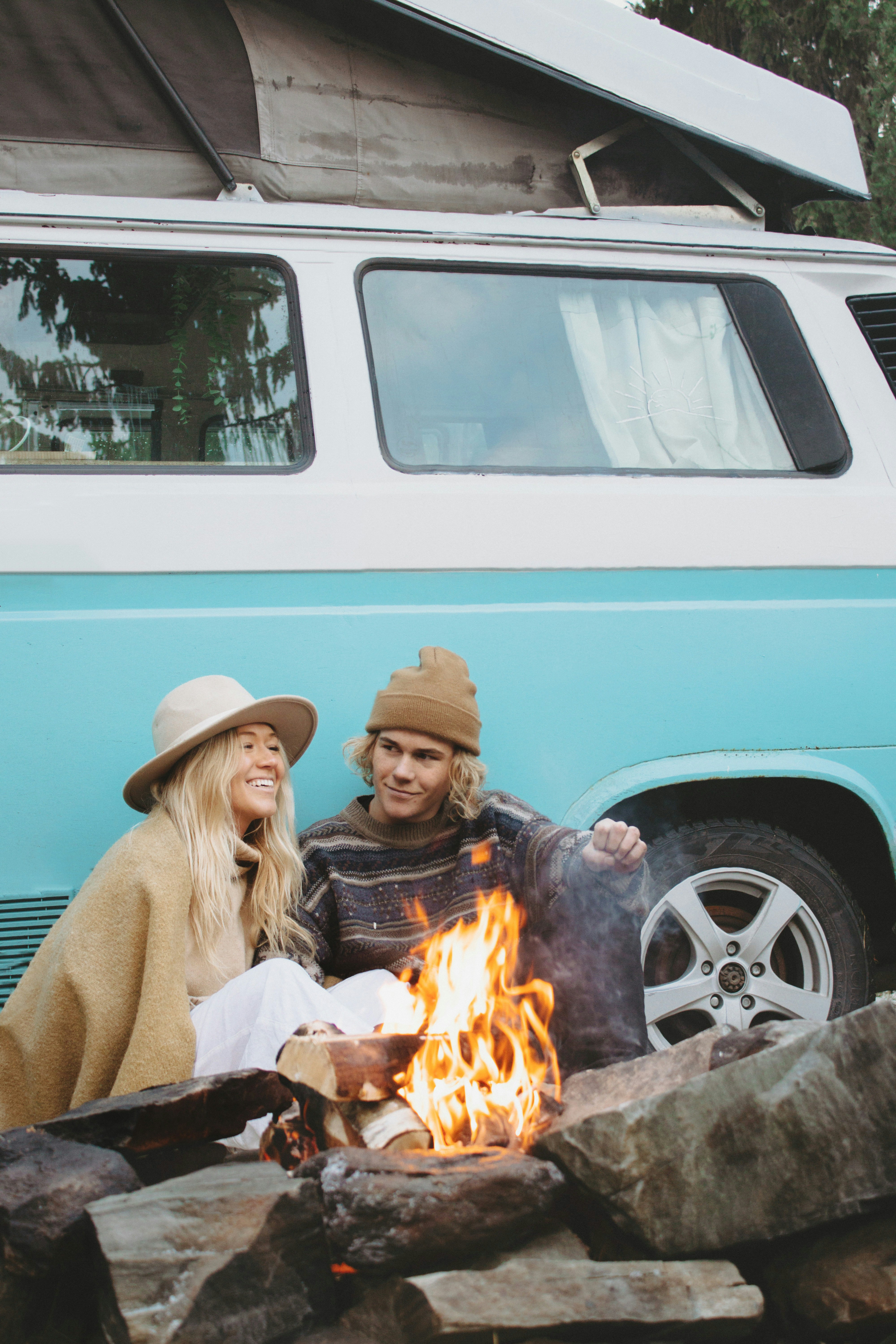 Sparks and Smiles by a Retro VW Camper
