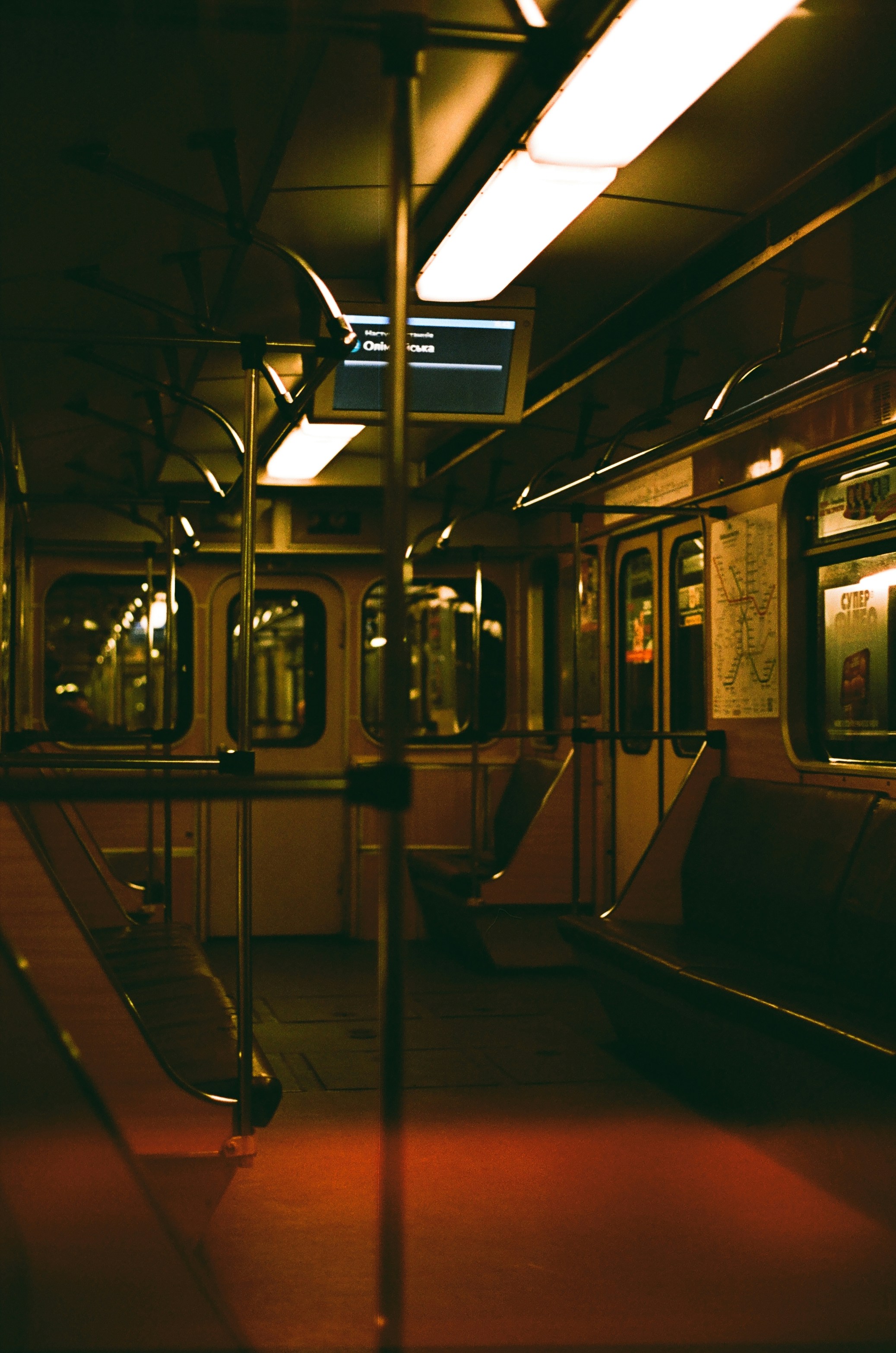 An empty subway car at night with its lights on photo – Free Film ...