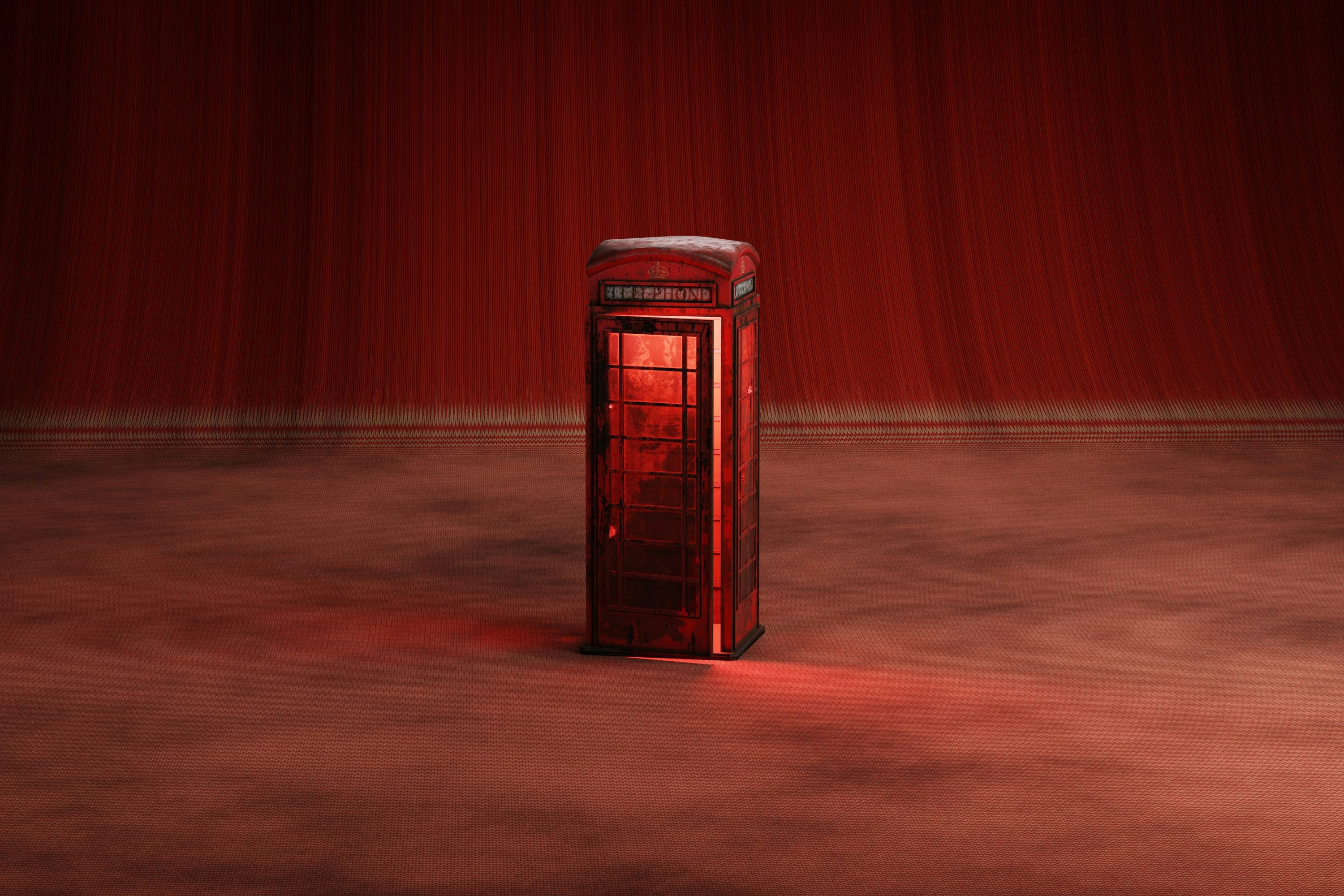 A red phone booth sitting in the middle of a stage photo – Free Phone ...