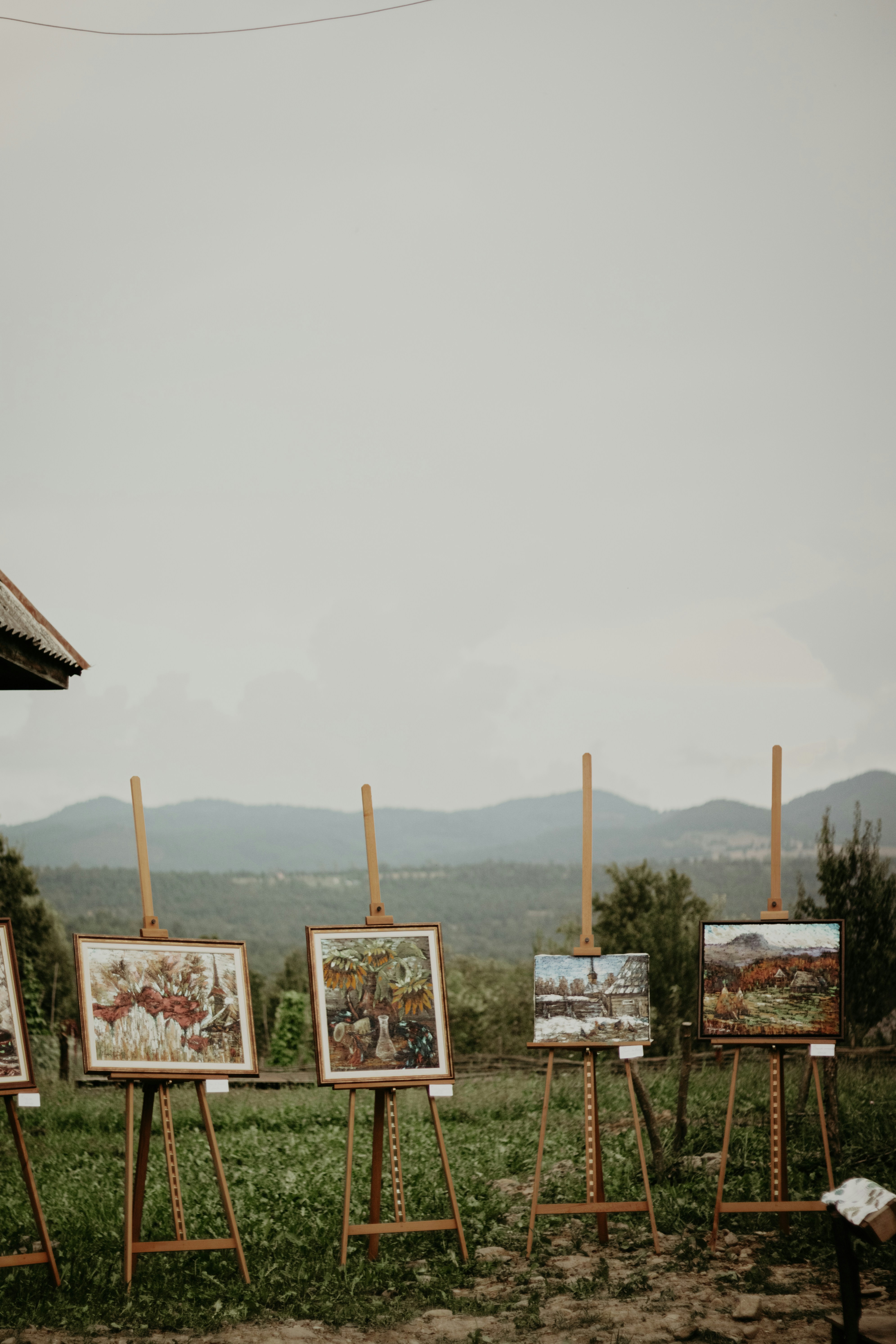 Painted Quiet: Outdoor Gallery Framed by Distant Hills
