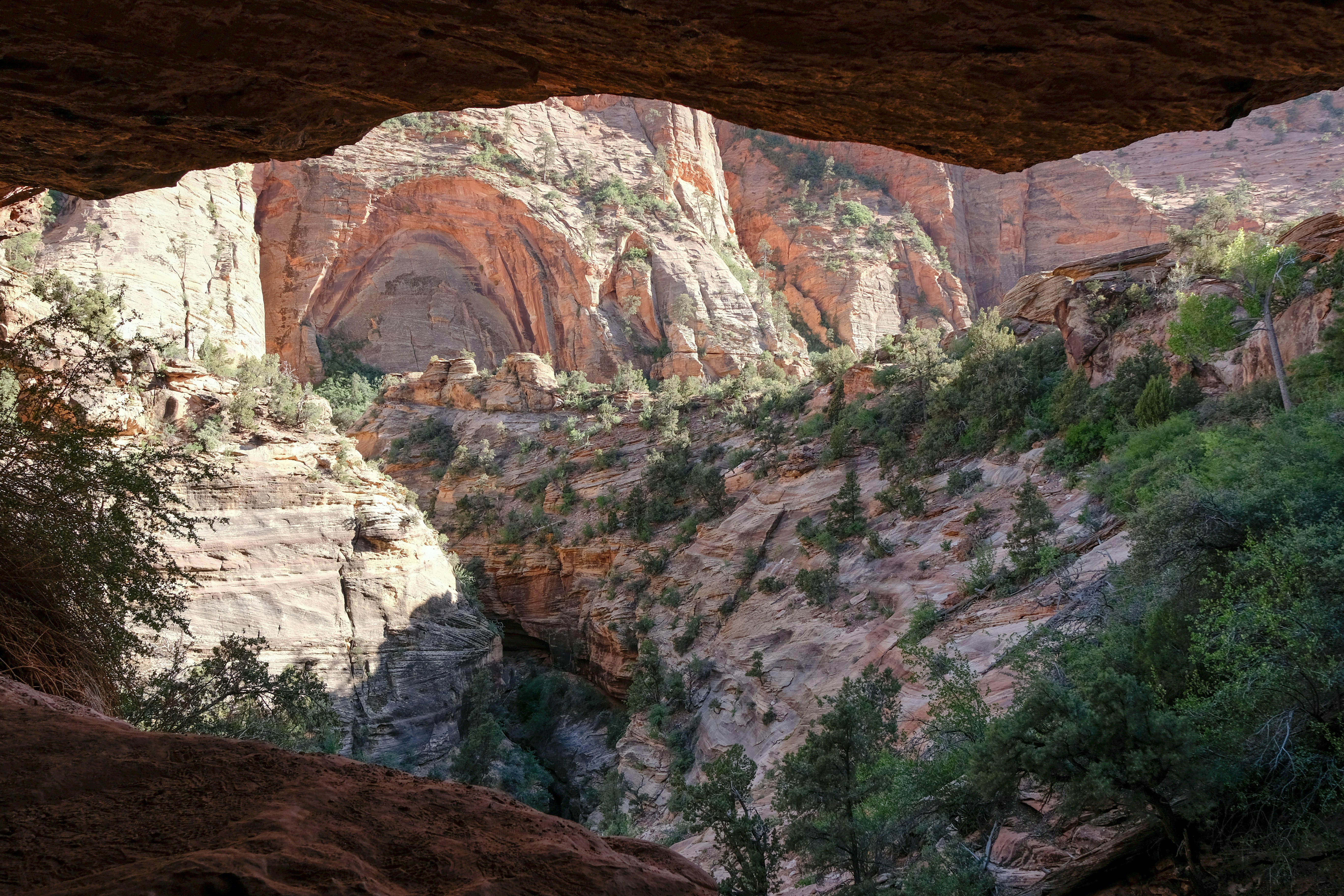 A view of a canyon through a cave photo – Free Abstract Image on Unsplash