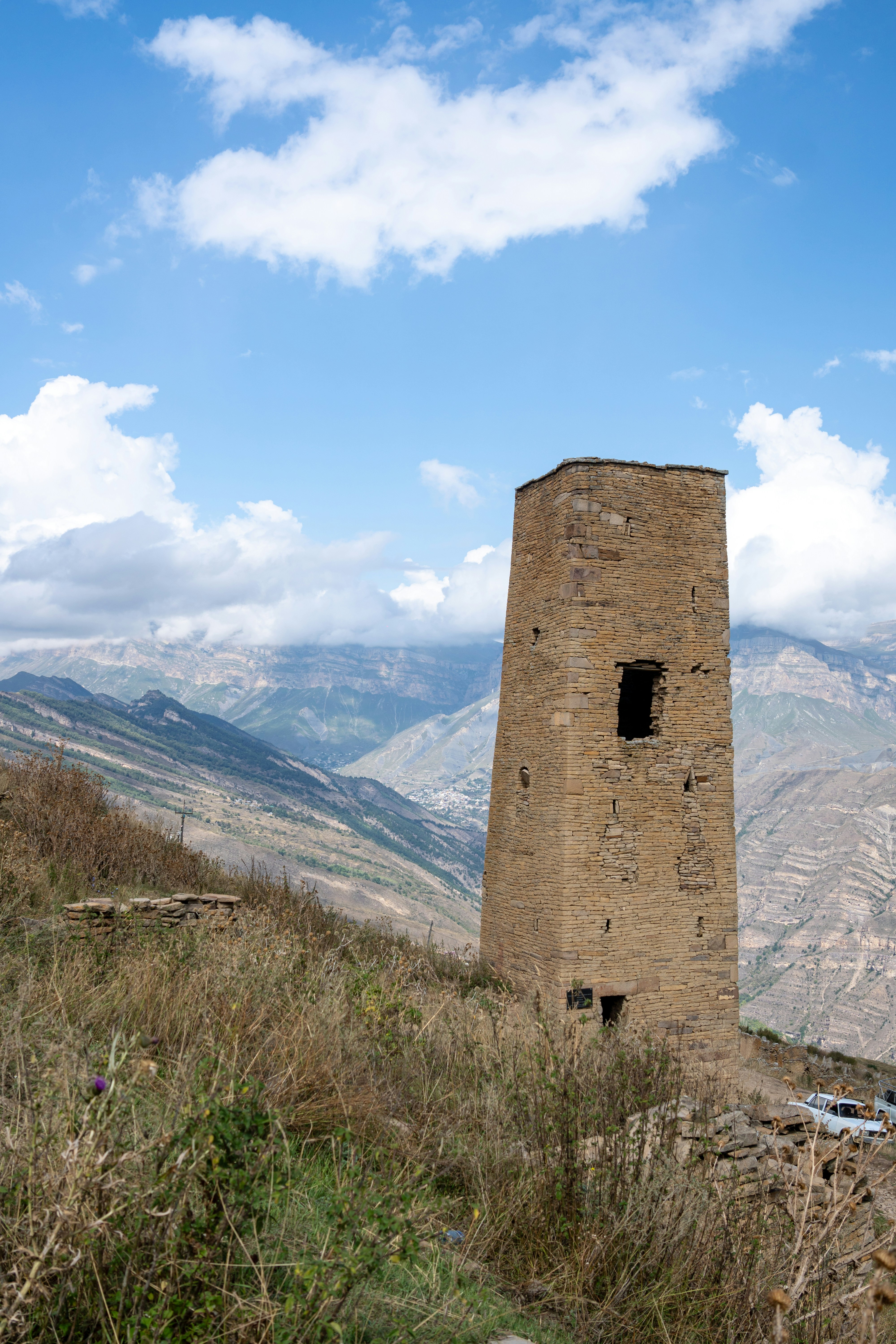 Stone Tower Rising Above the Alpine Ridge