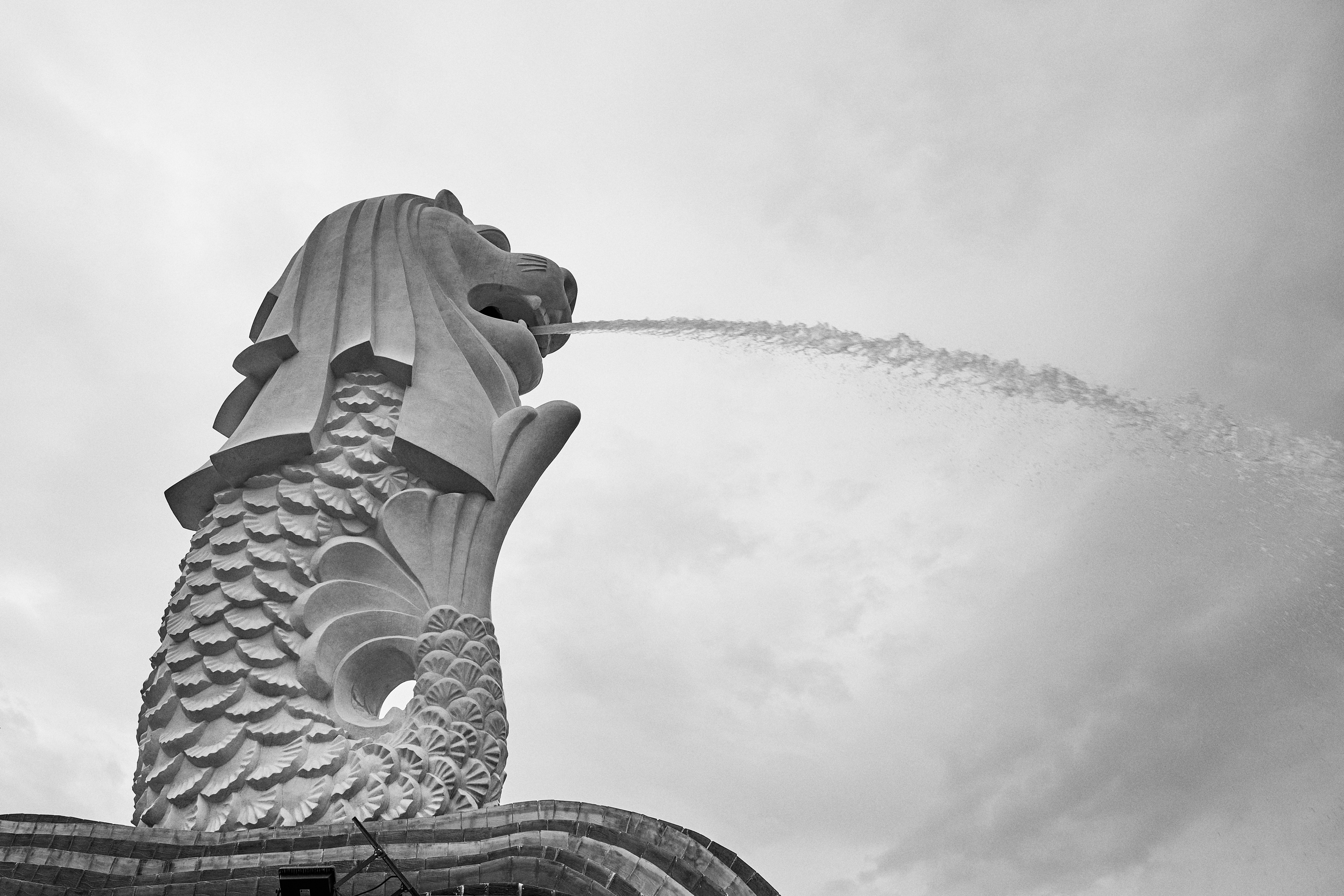 Spout of Stone: A Mono Portrait of the Merlion