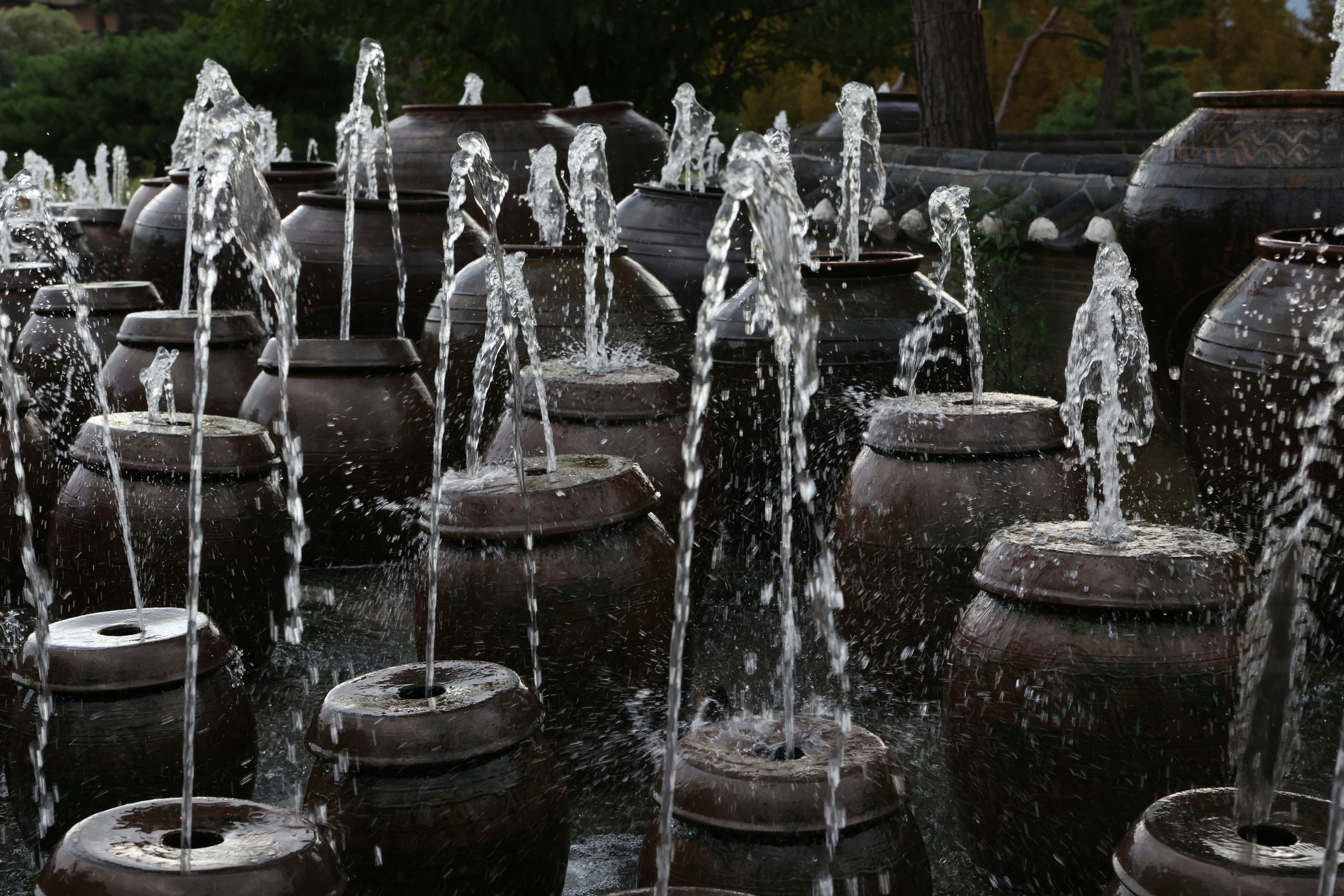 A large group of water spouting from a fountain photo – Free 대한민국 경기도 ...