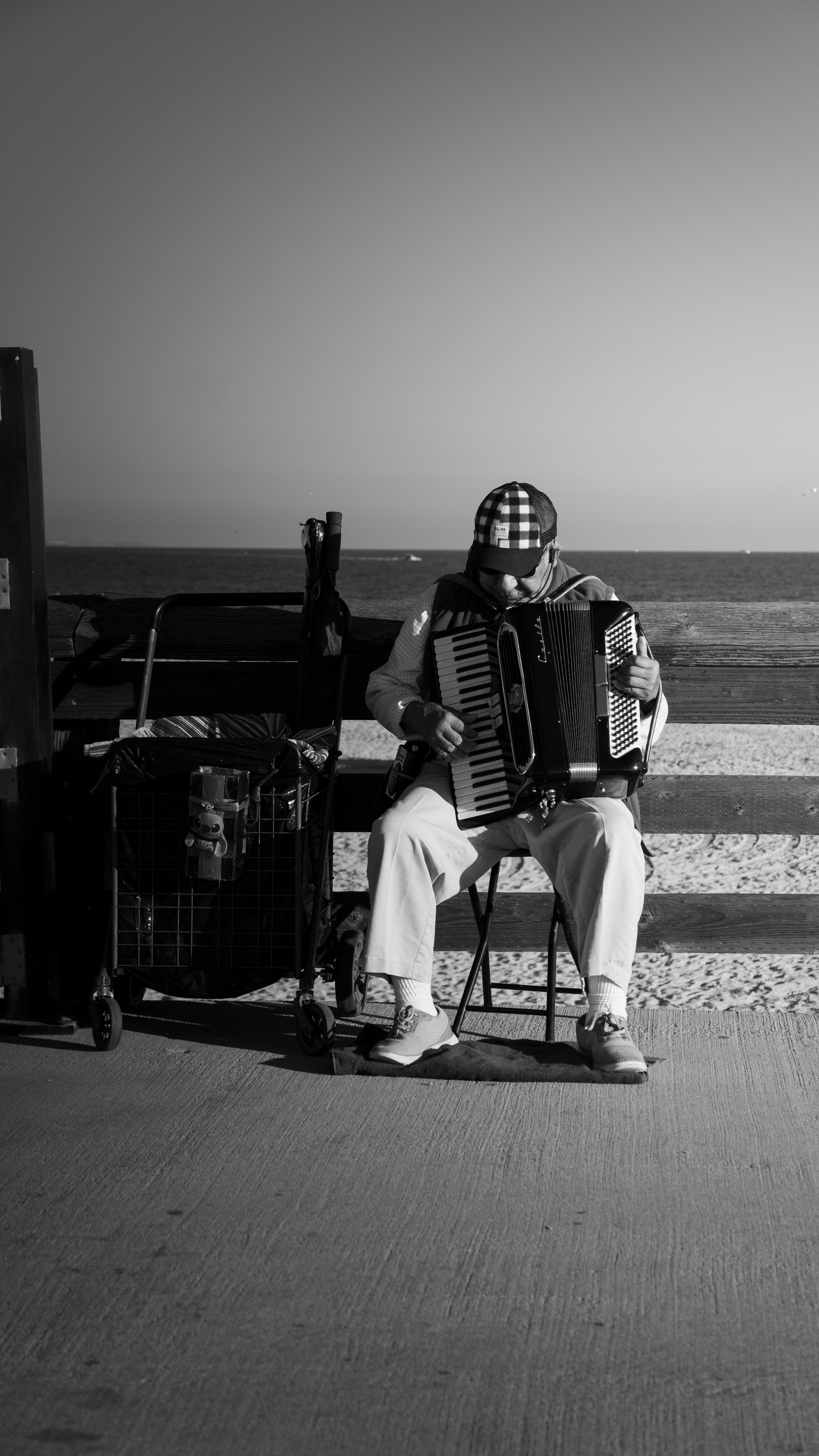 Seaside Street Musician: Accordion Echoes on the Pier