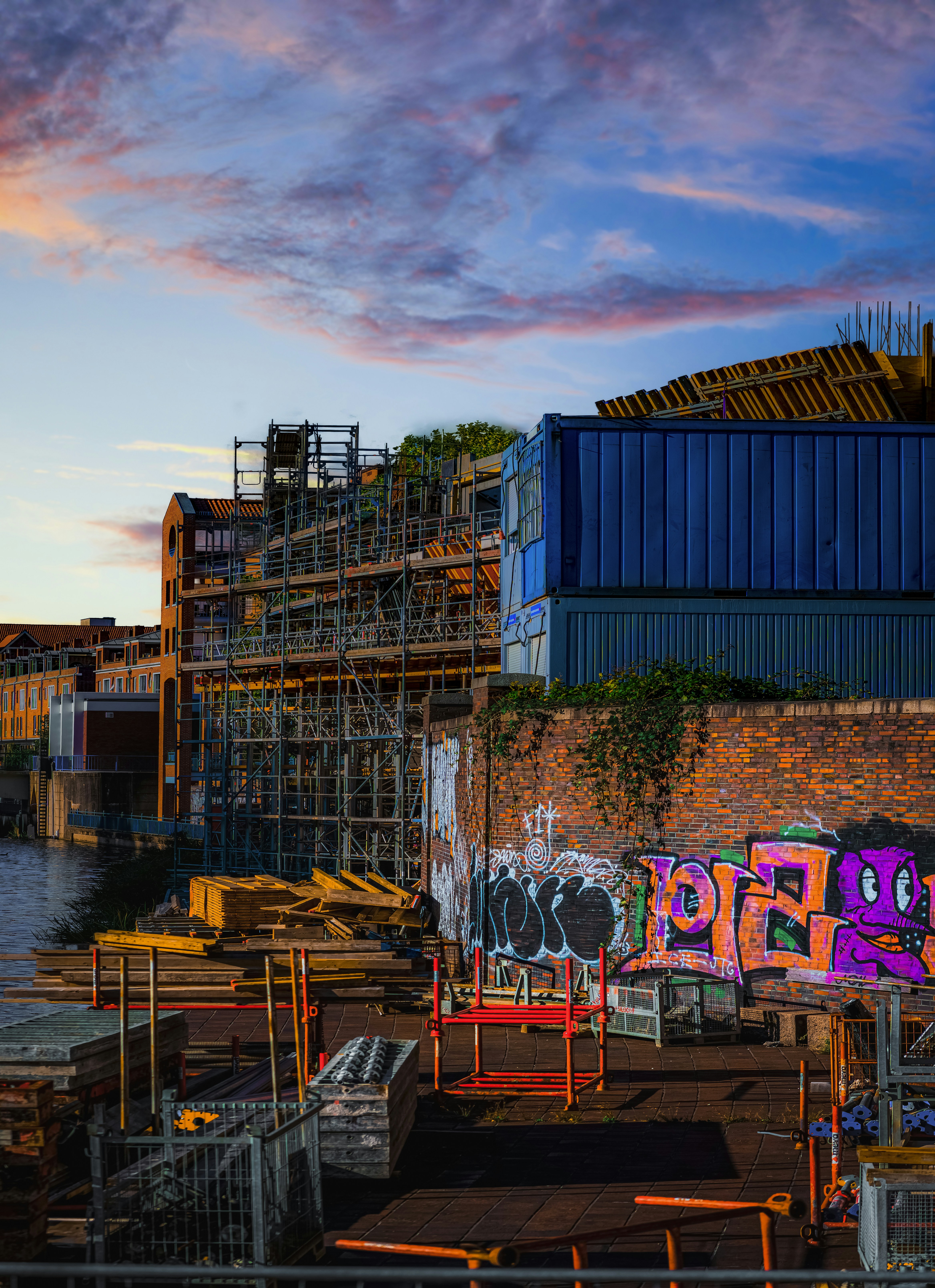 Sunset at the Graffiti Wharf: Construction, Color, and Containers