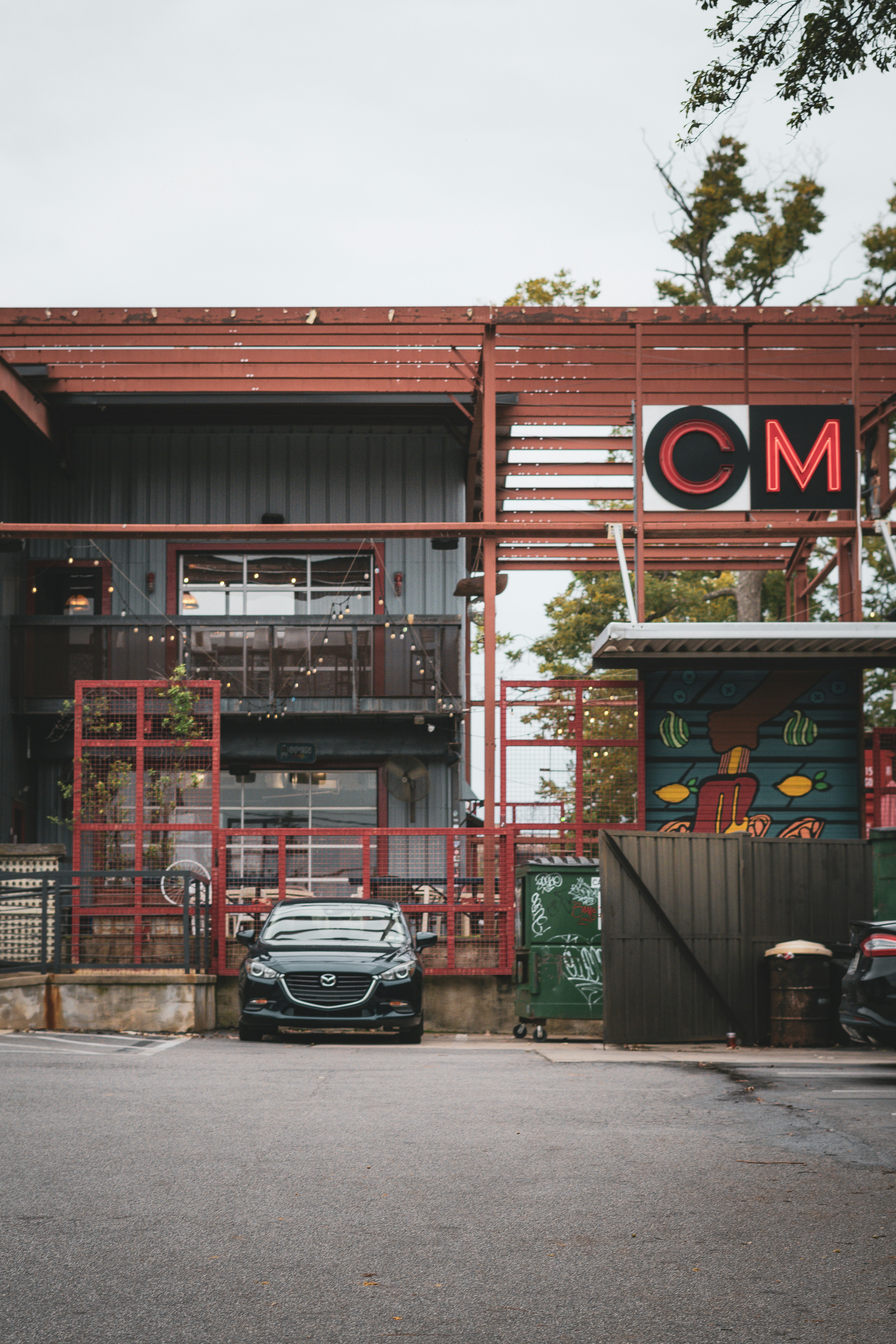 Urban Gallery: Red Steel and Neon Signage
