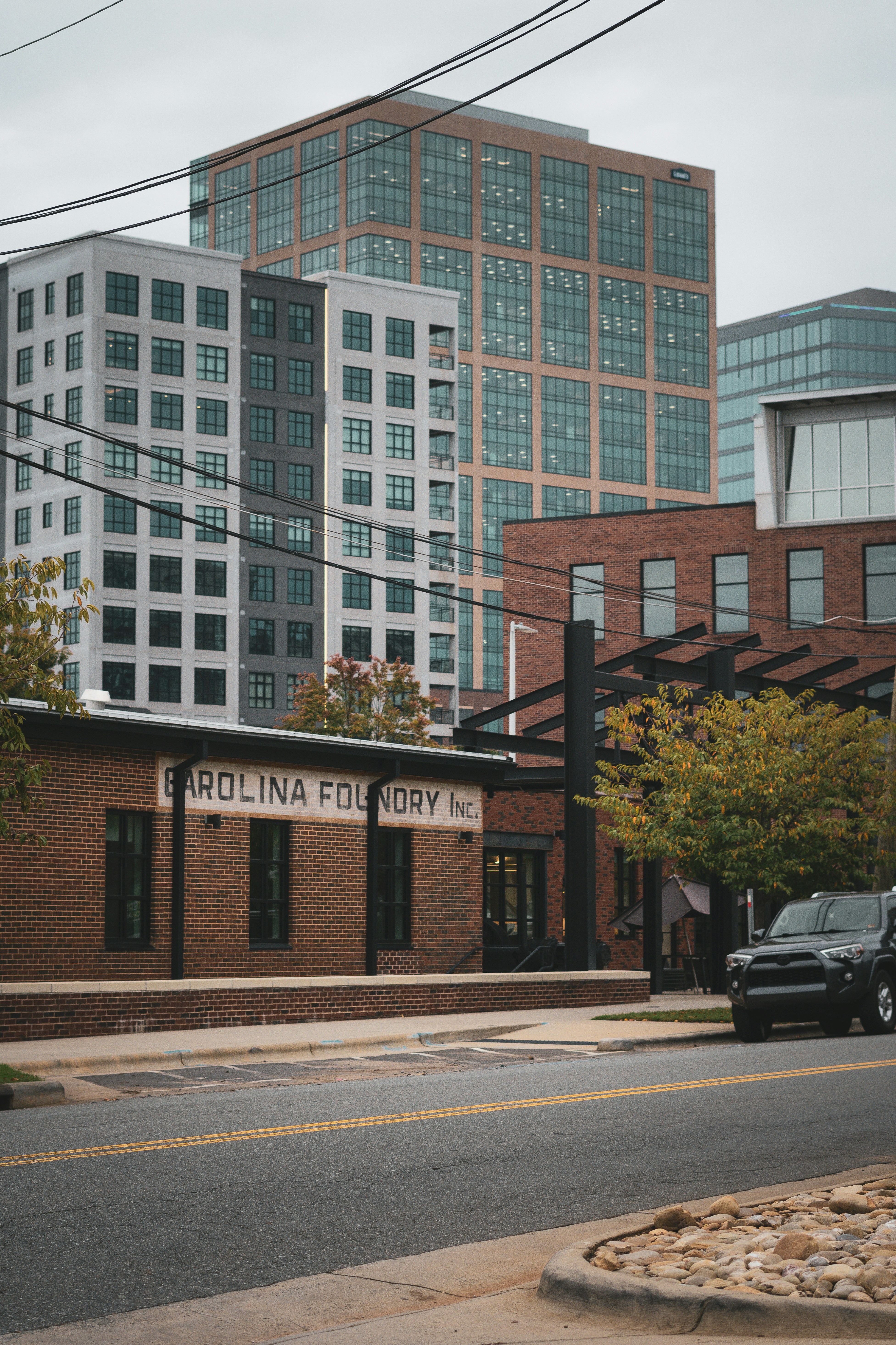 Brick-and-glass Skyline Over a Quiet Street