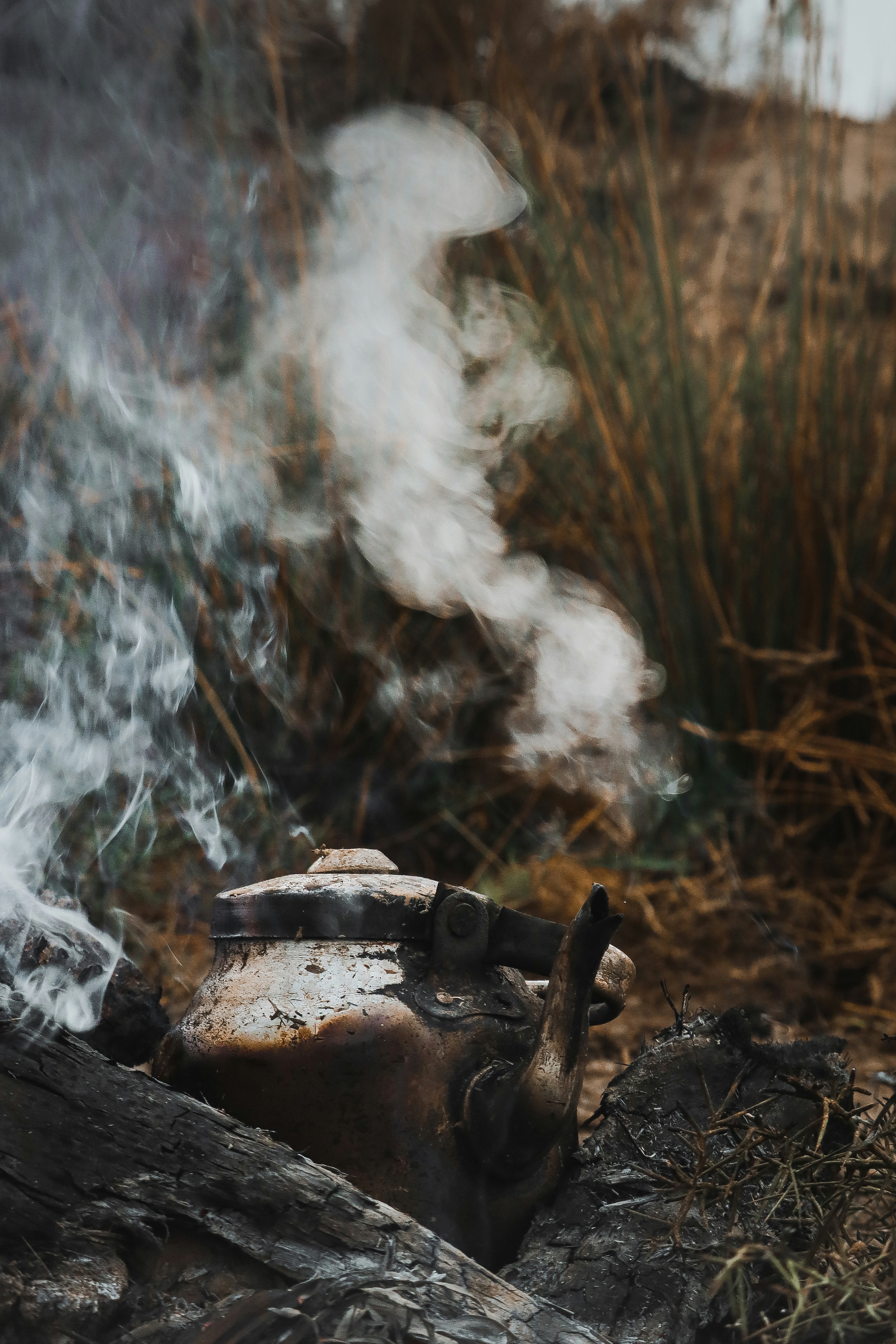 Humo que sale de una olla encima de un tronco foto – Imagen de Basra ...