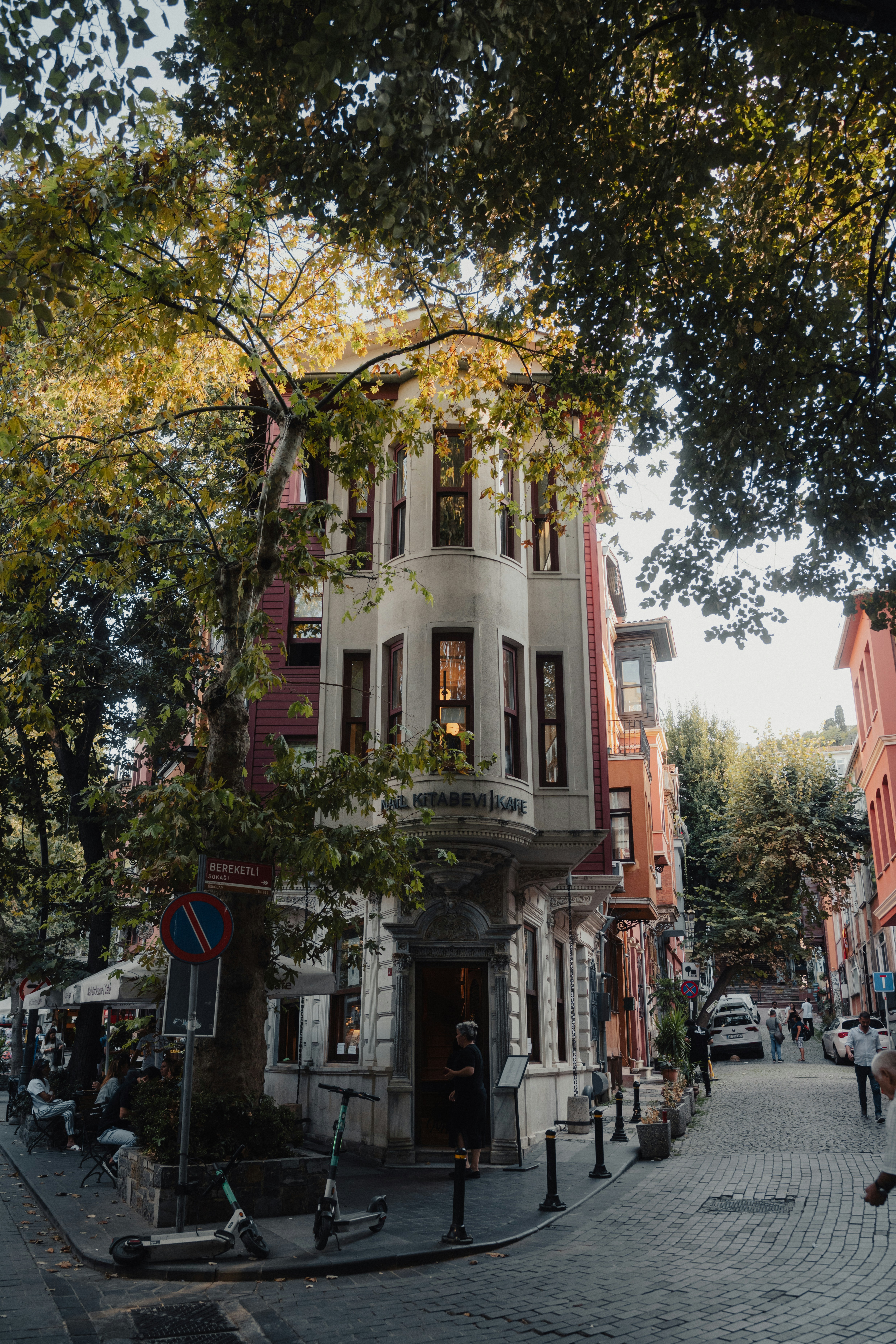 Autumn Light on a Corner Bay-Windowed Facade