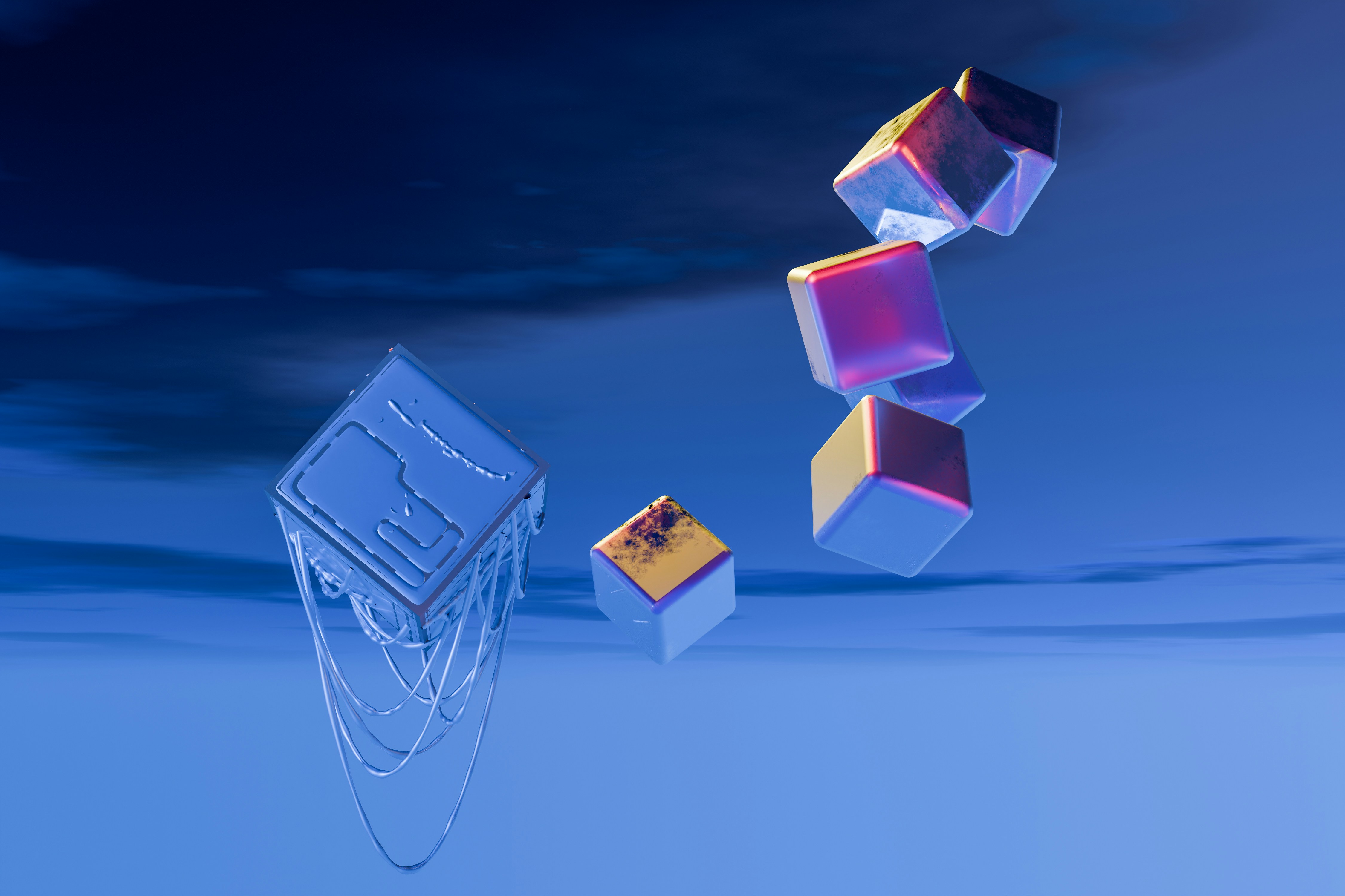 A group of cubes floating in the air photo – Free Art Image on Unsplash