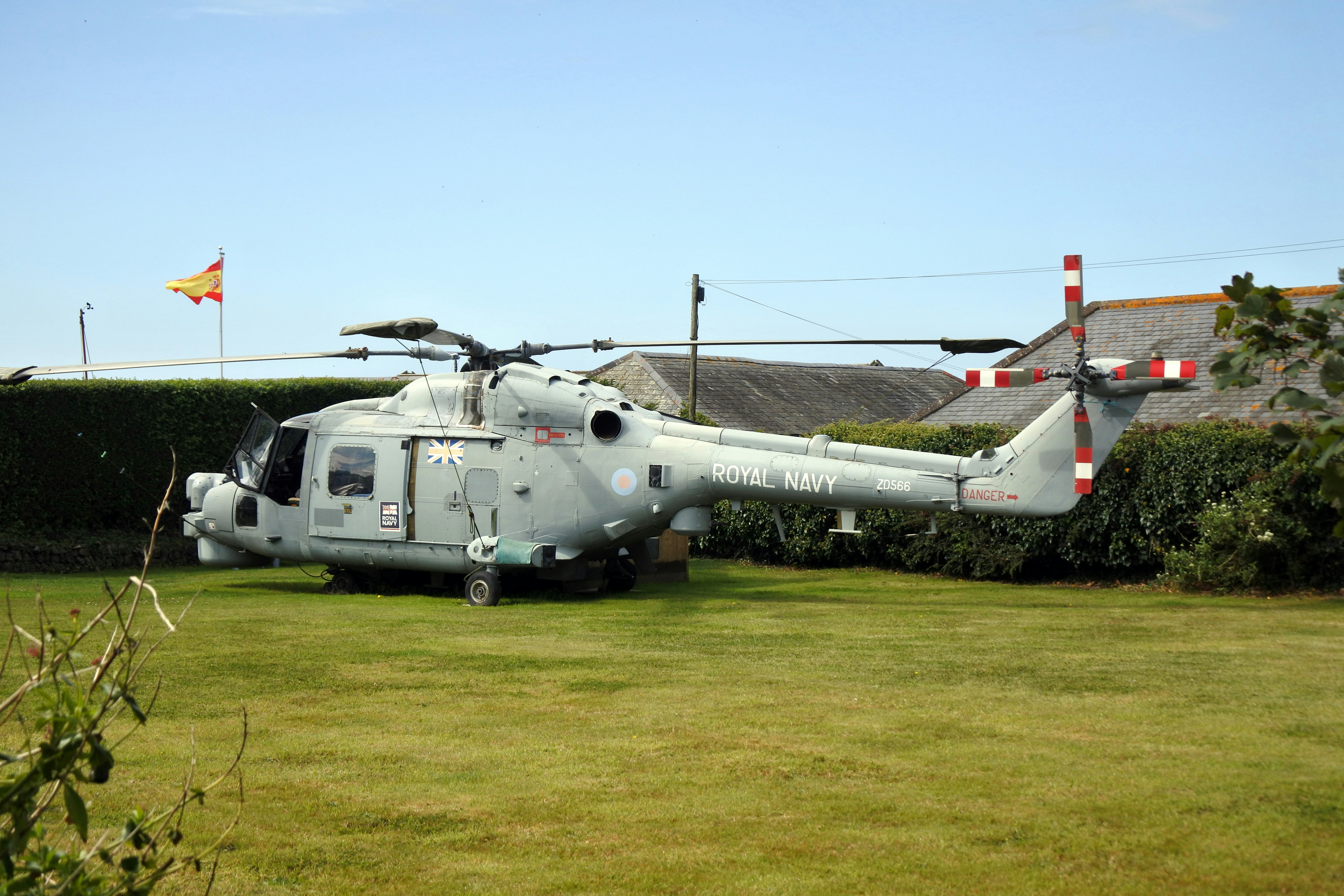 Resting Guardian: Naval Helicopter on the Lawn