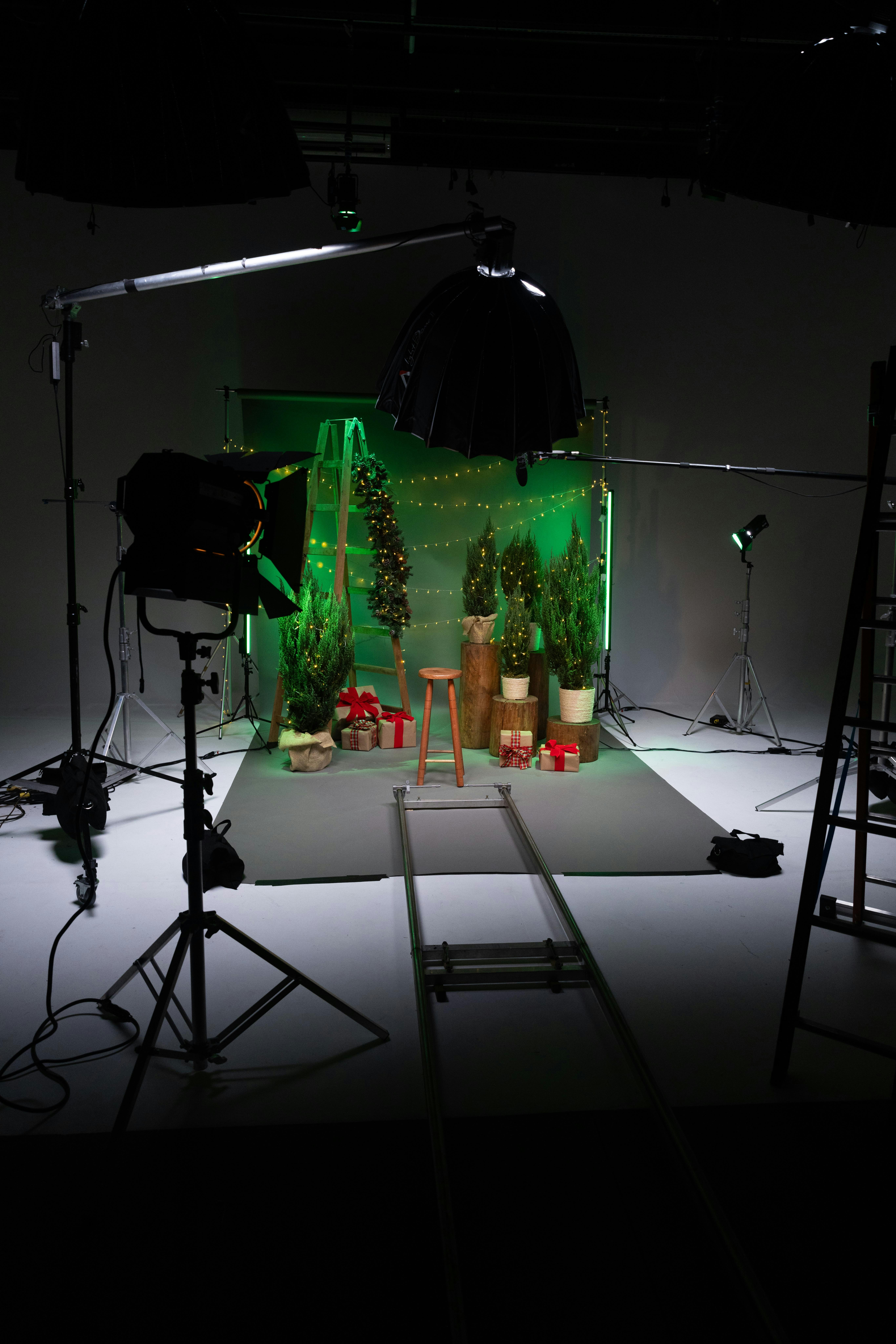 A photo studio set up for a christmas scene photo – Free Studio Image ...