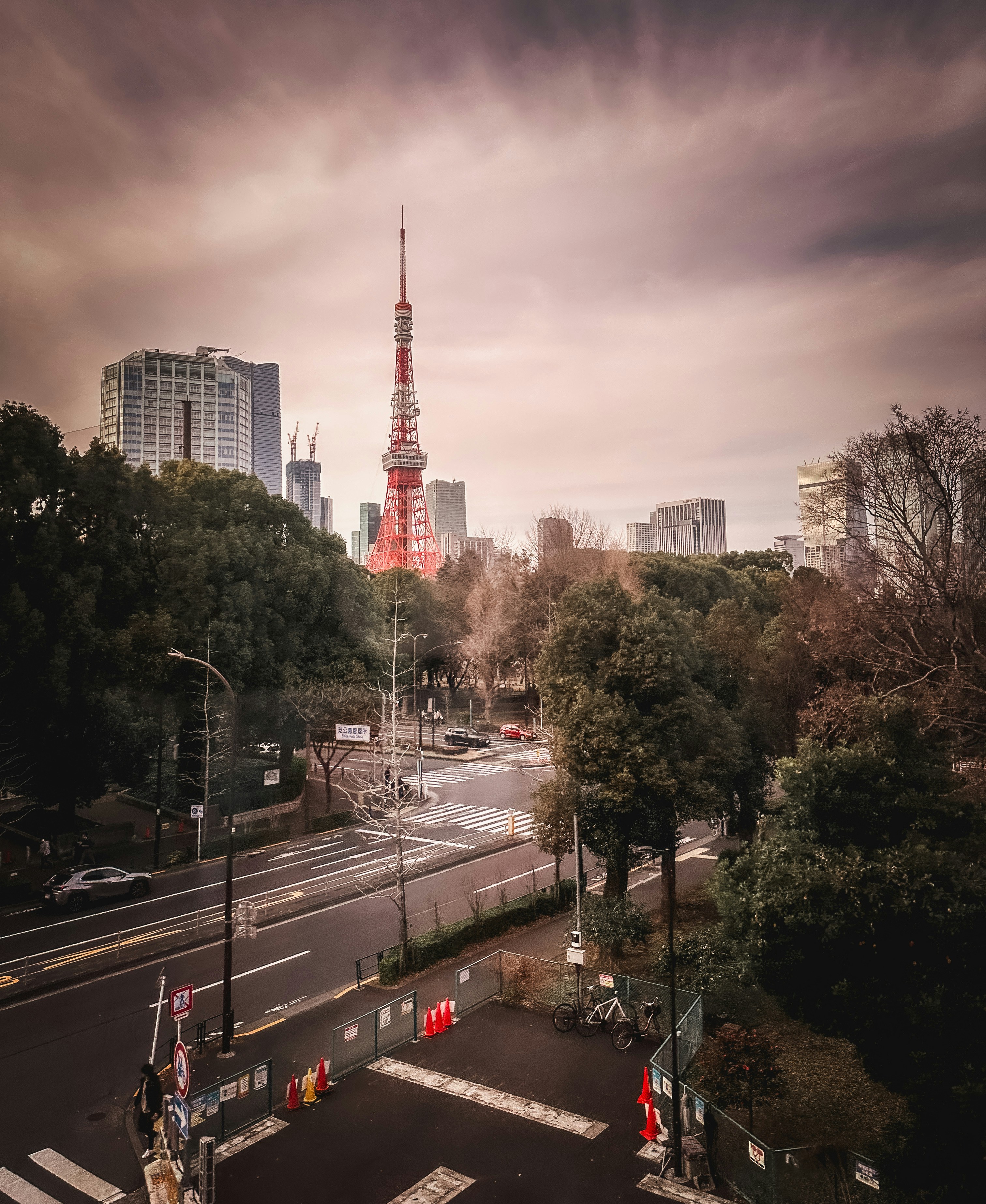 Crimson Tower in a Quiet City Pulse