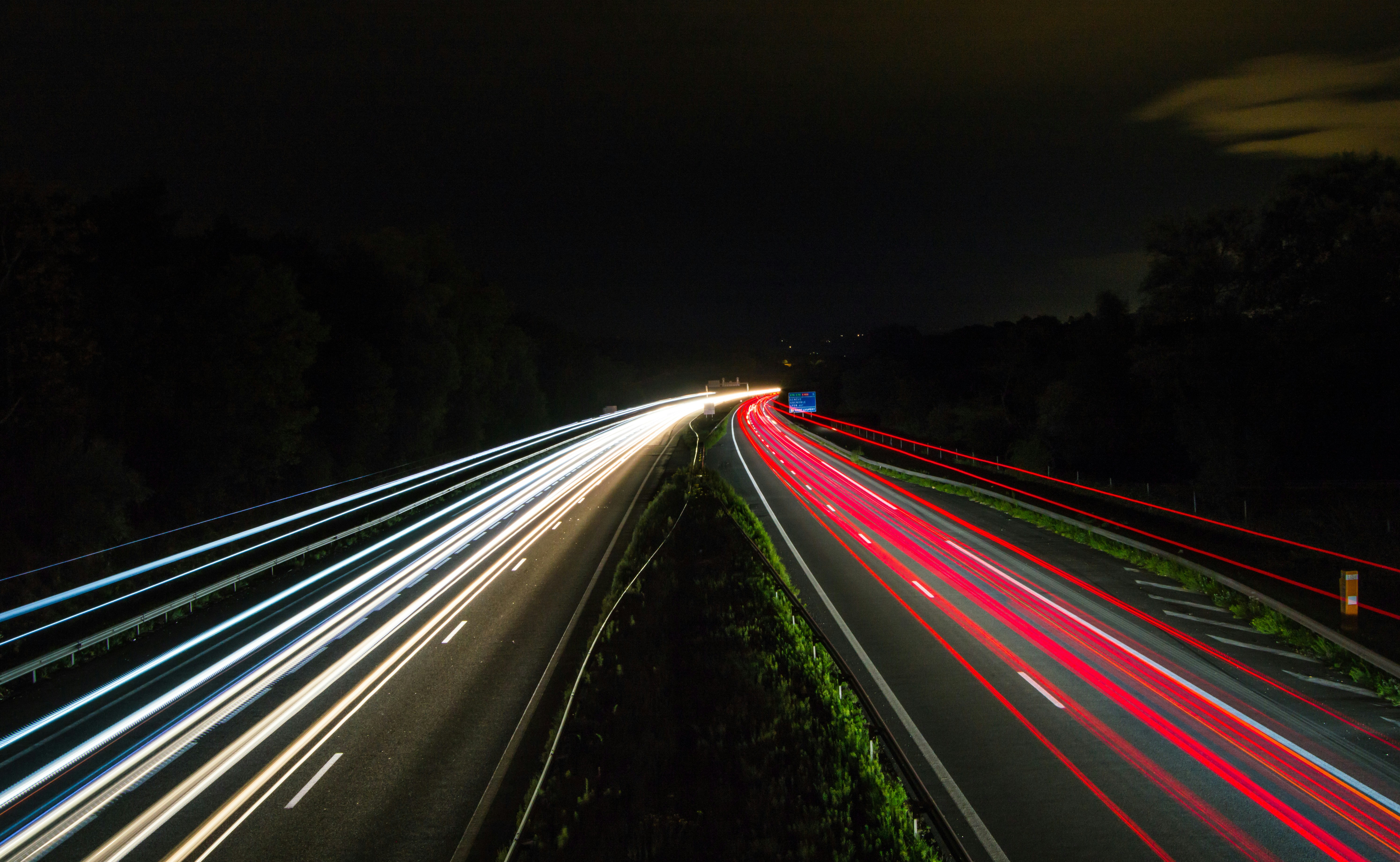 A long exposure photo of a highway at night photo – Free France Image ...
