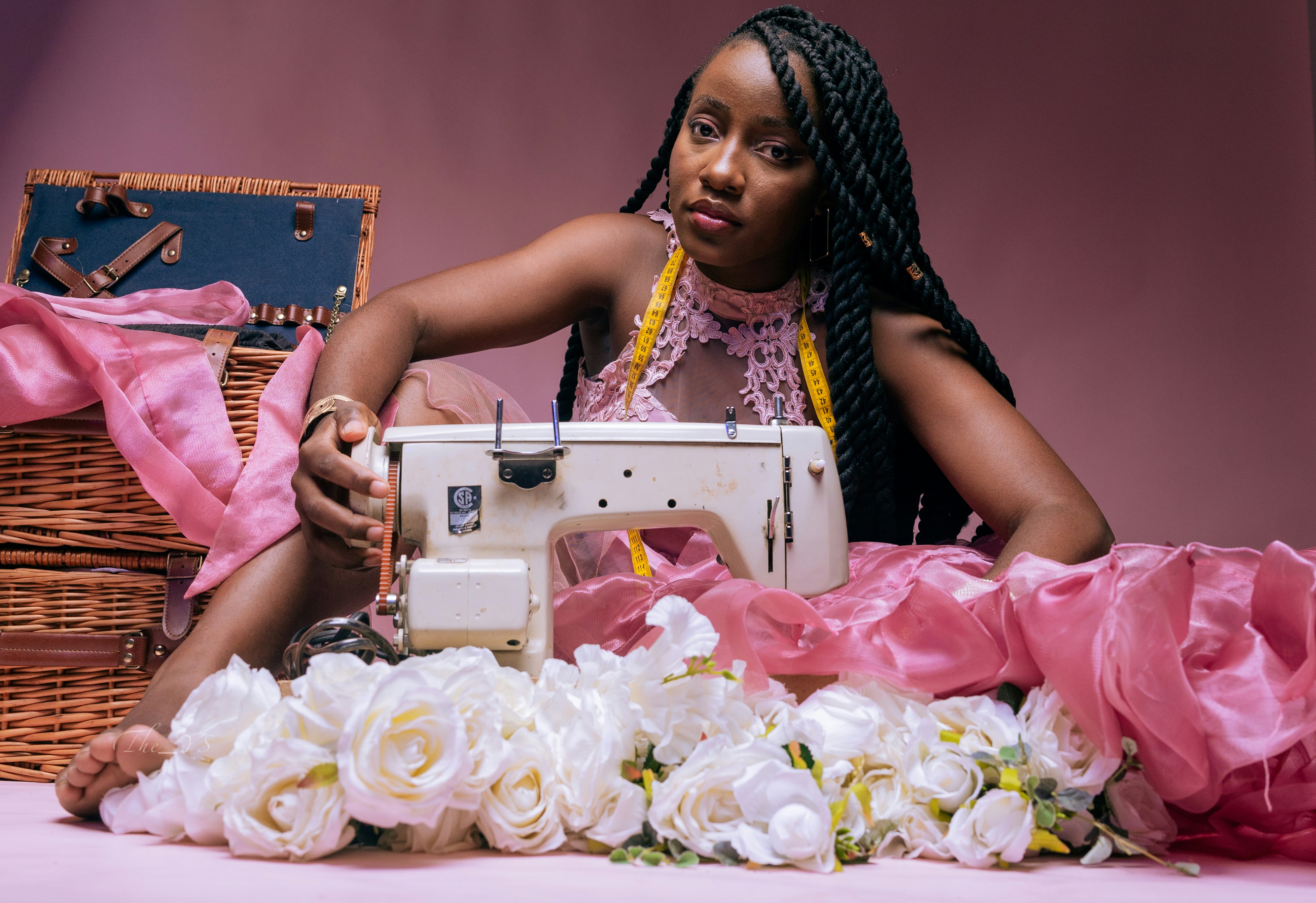 Sewing Dreams: A Portrait in Pink and Lace