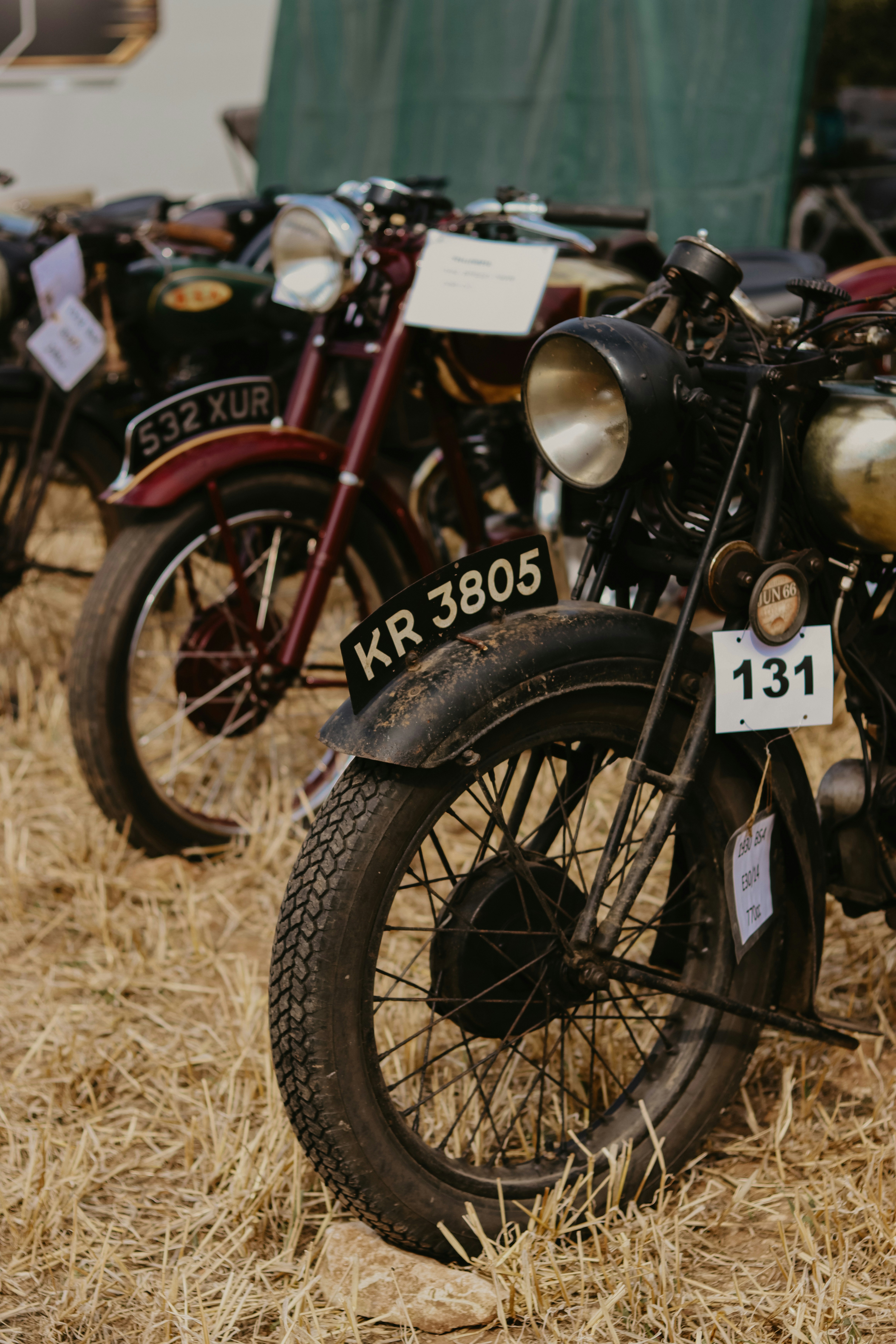 Vintage Motorcycle Parade: Weathered Steel and Steam