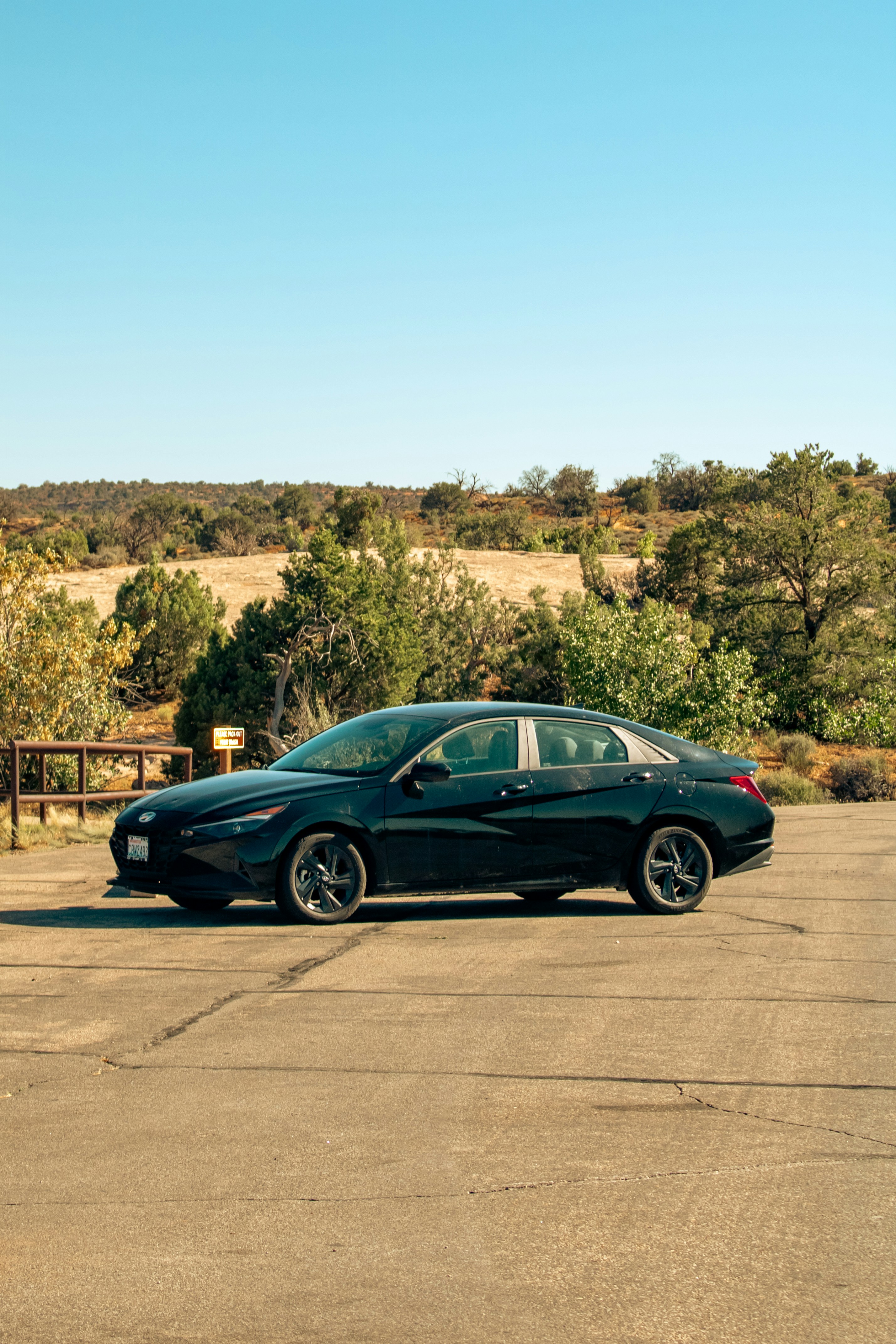 Sunlit Sedan at the Dry Hills Overlook