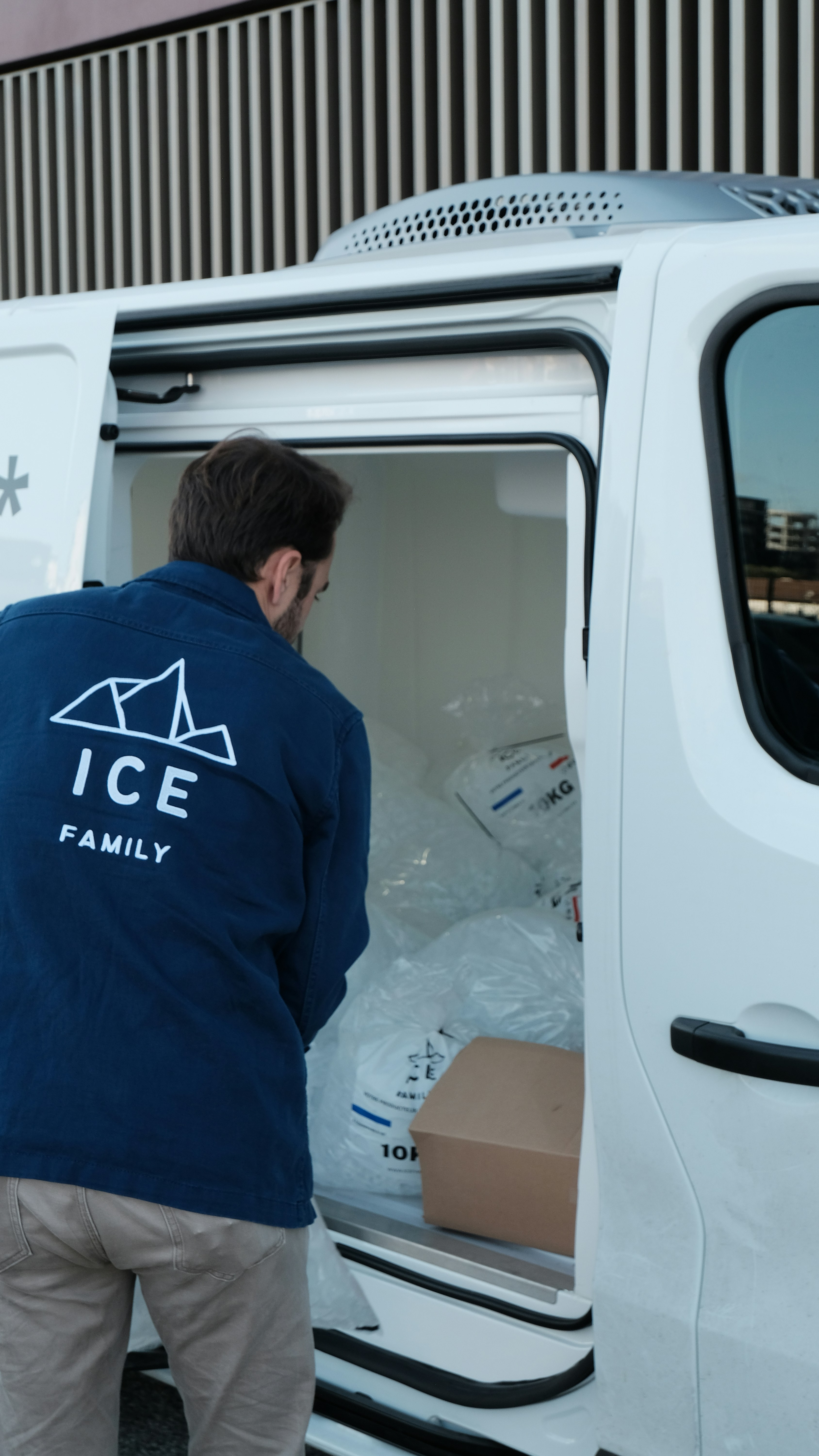 Ice Family Worker Opening the Delivery Van