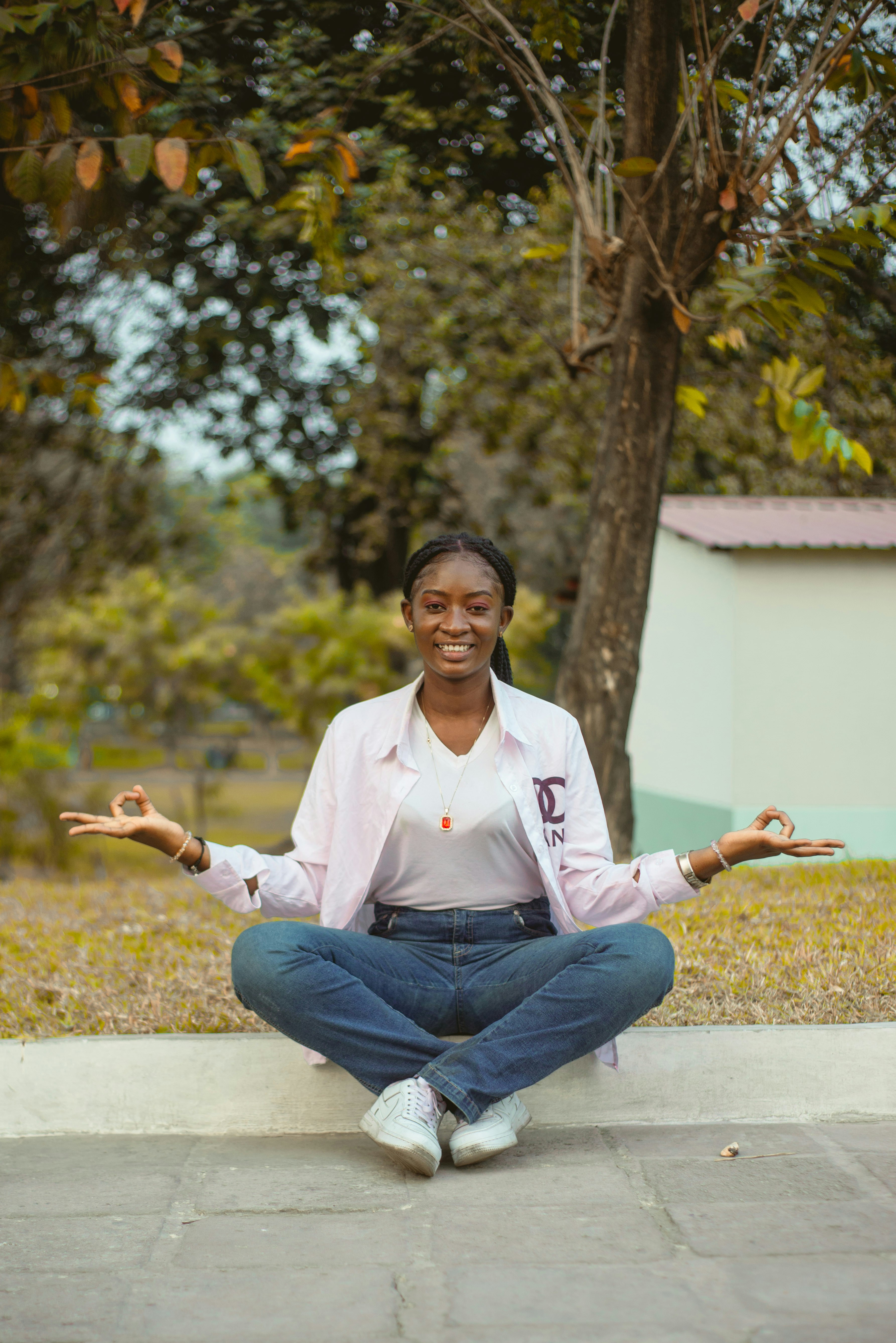 Centered in Serenity: a meditating portrait in a sunlit park