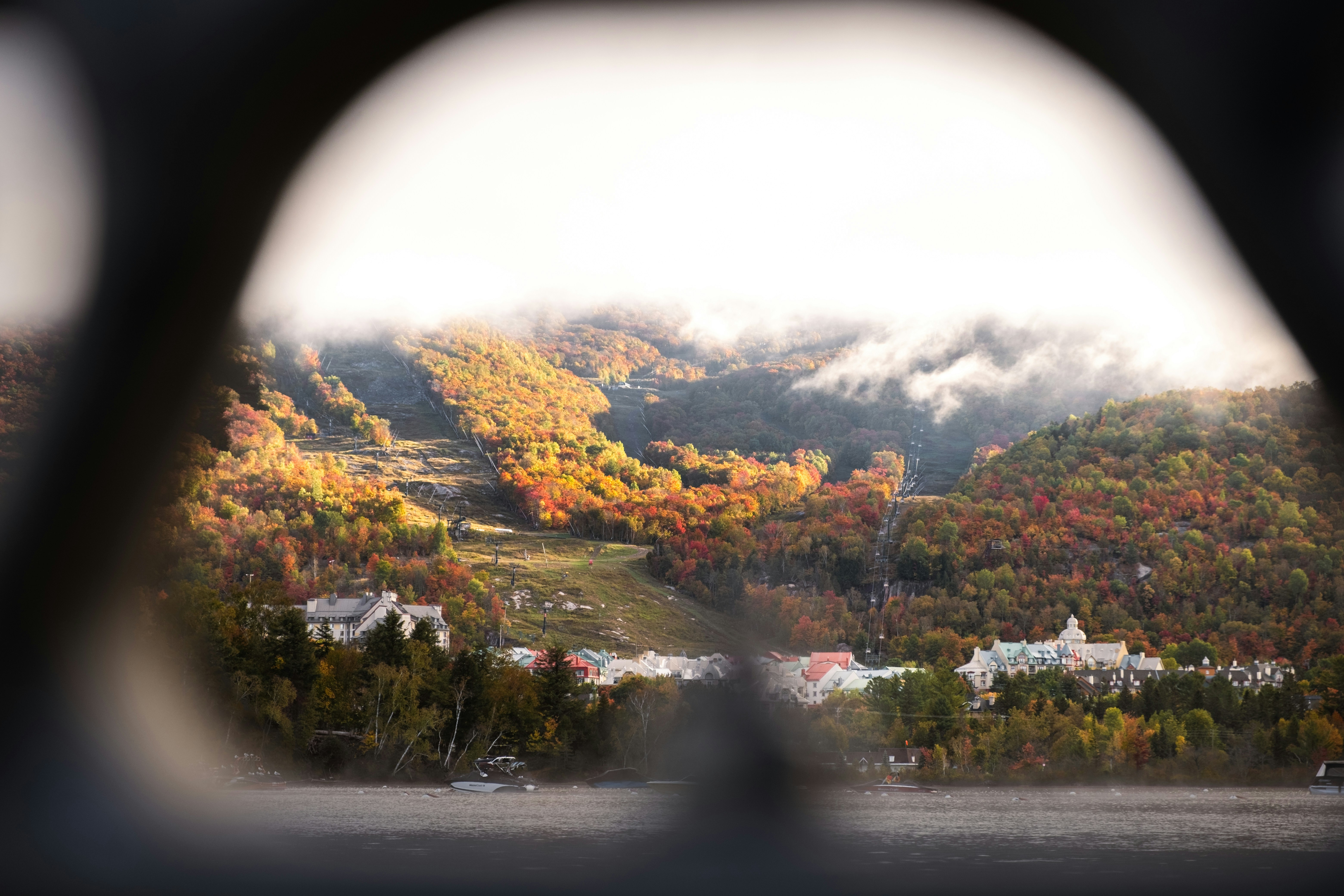 Autumn Valley Through a Circular Window