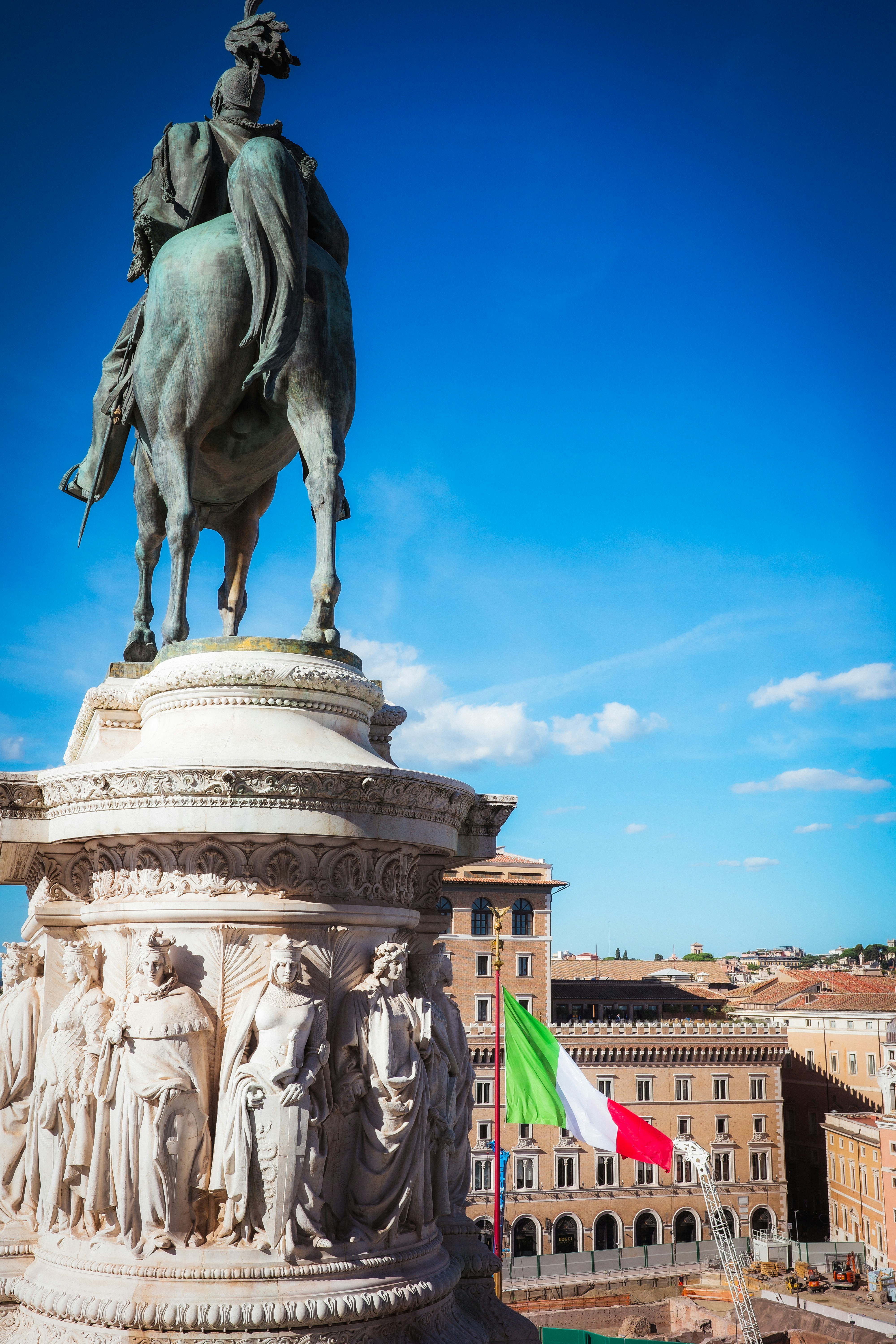 Equestrian Monument Under a Clear Italian Sky
