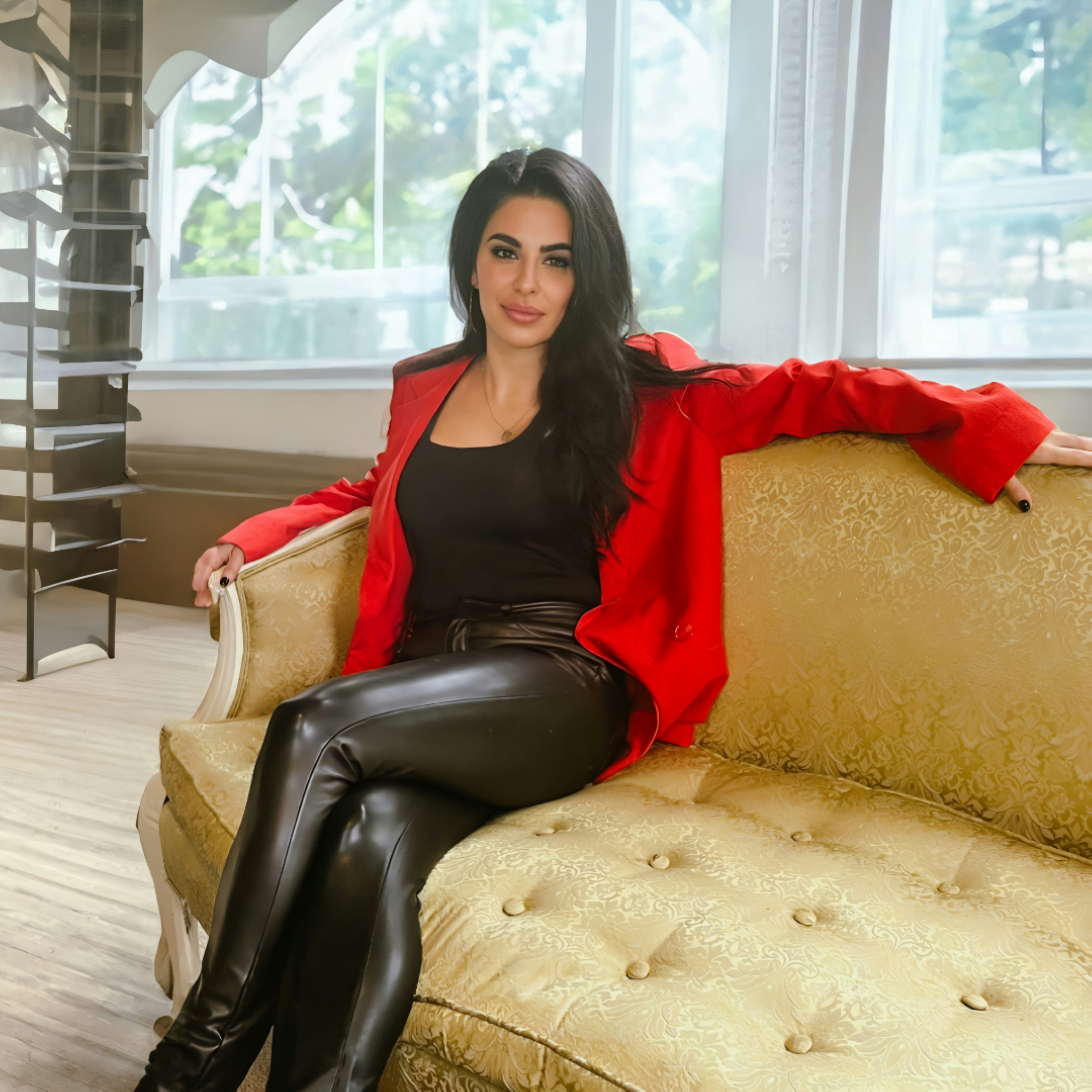 A woman sitting on a couch in a room photo – Free Human Image on Unsplash