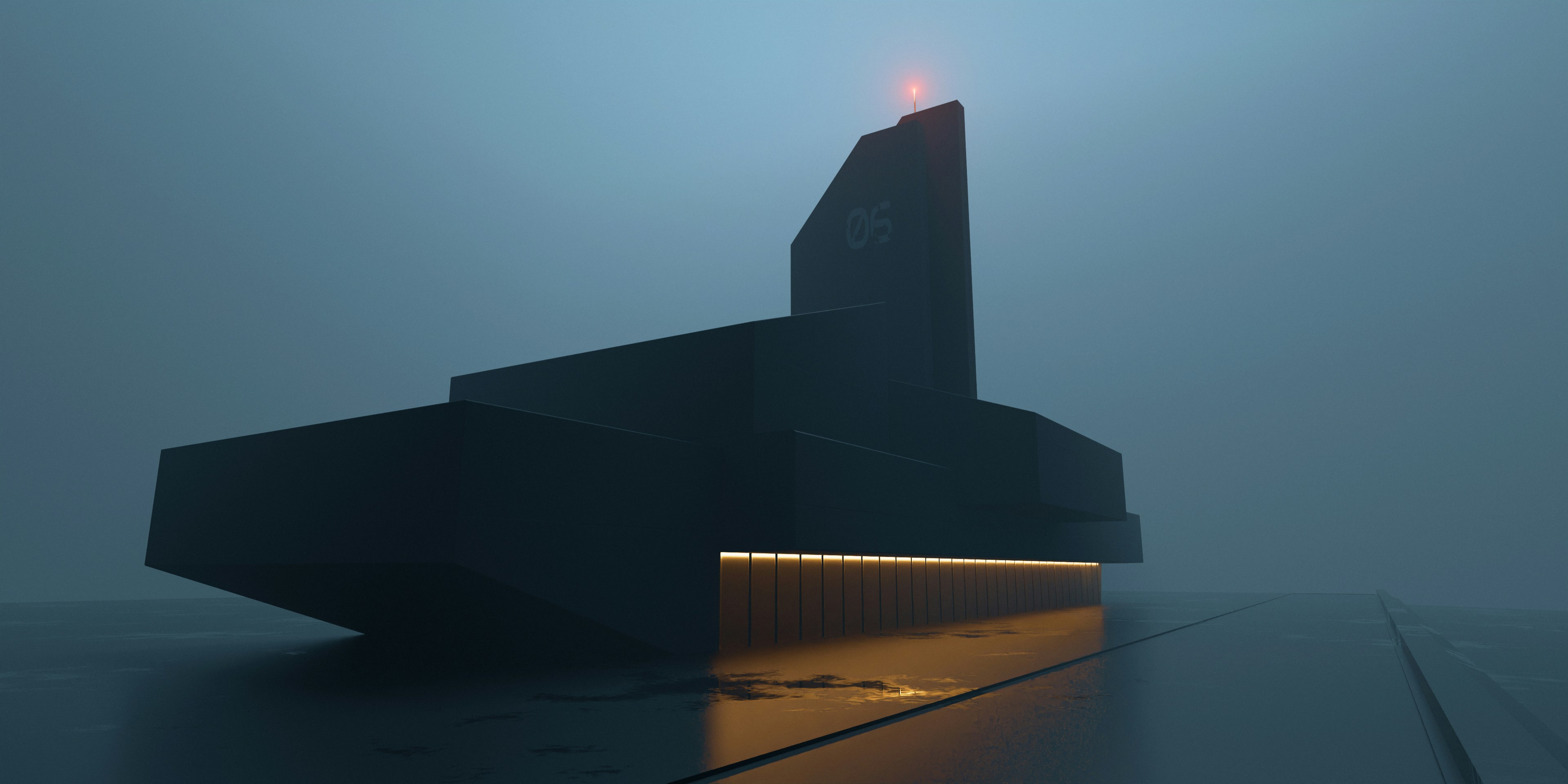 A black building with a red light on top of it photo – Free Digital ...