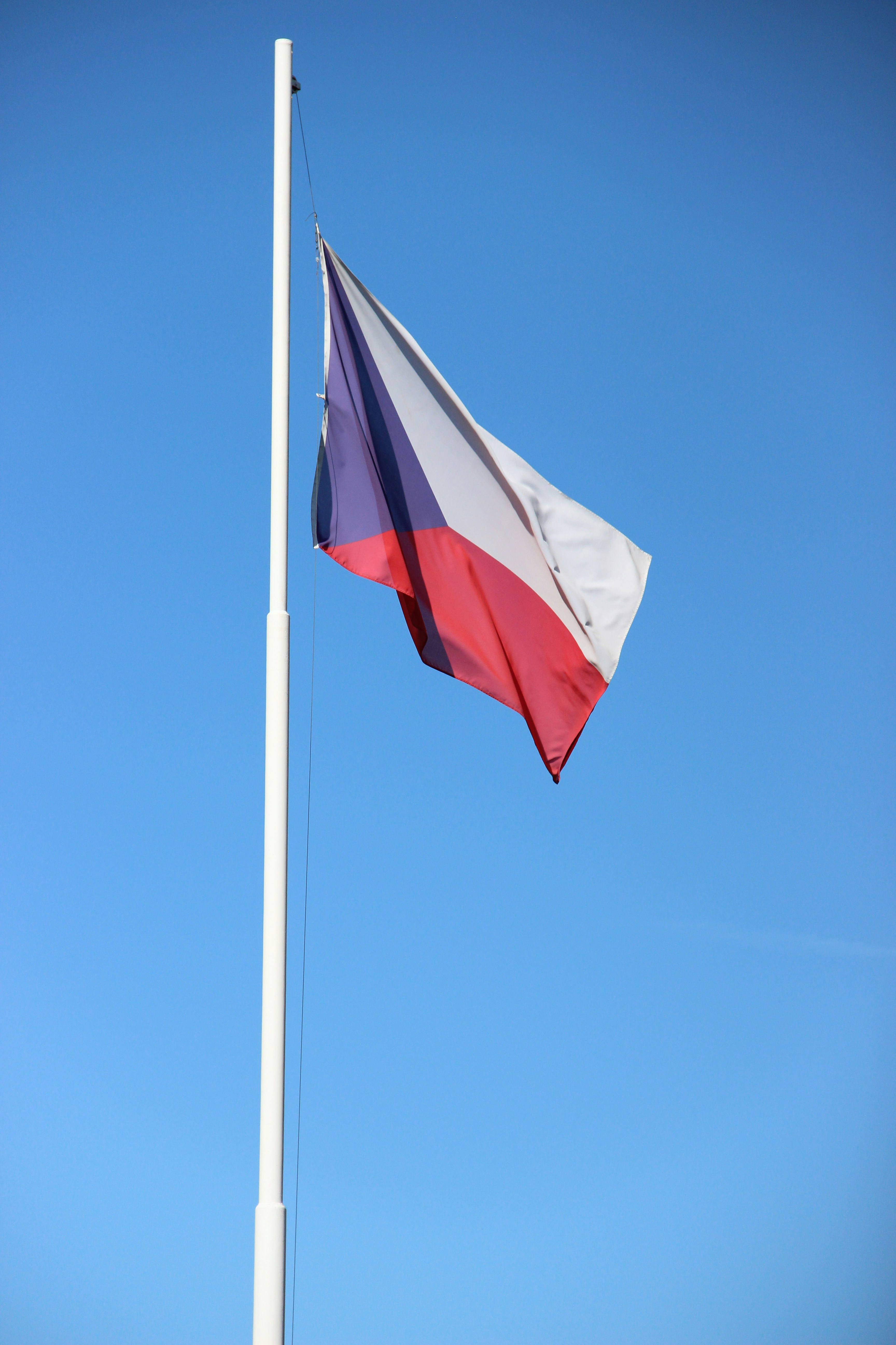 French Tricolor Rippling Against a Clear Blue Sky