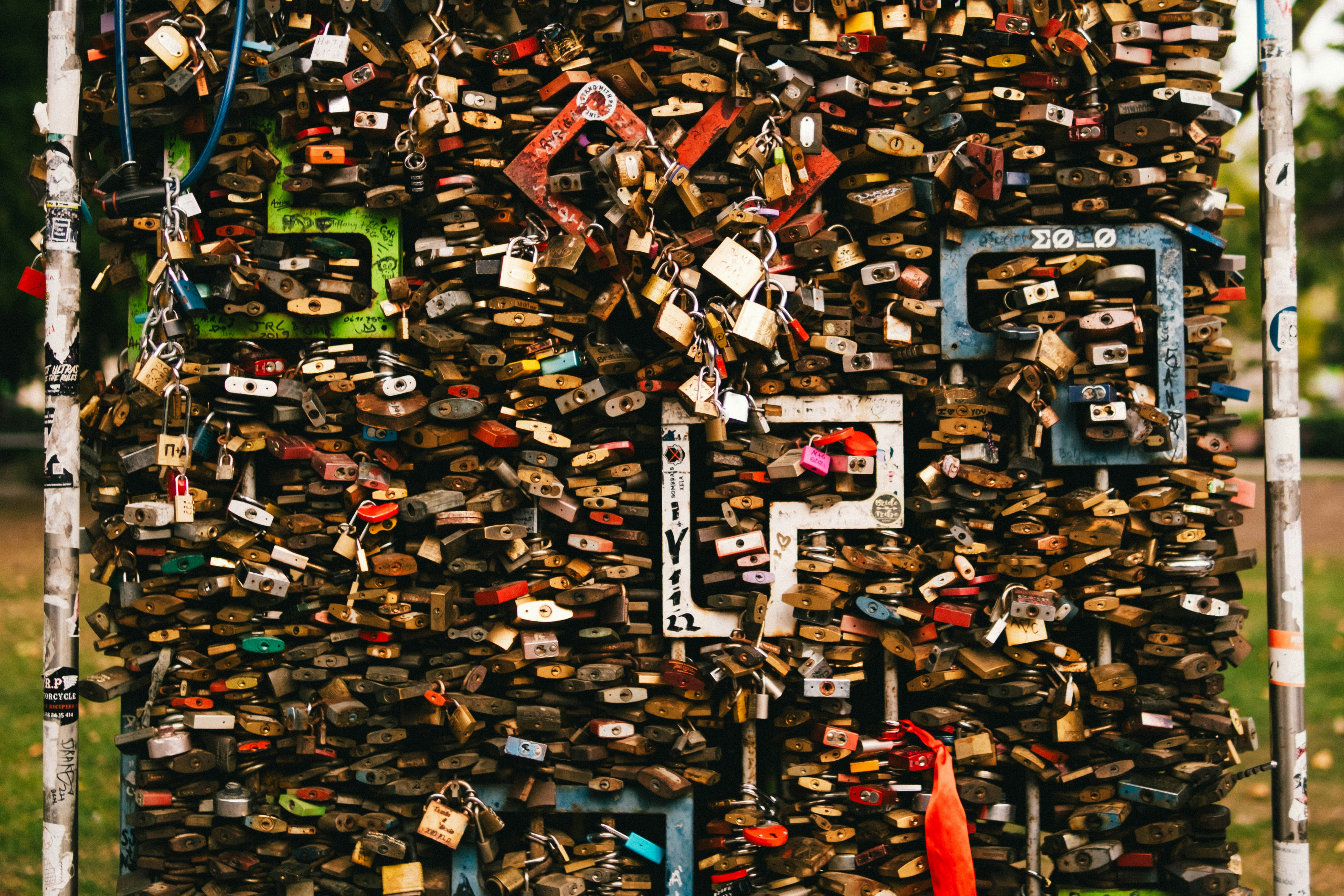 Locks of a Thousand Wishes on a Weathered Gate
