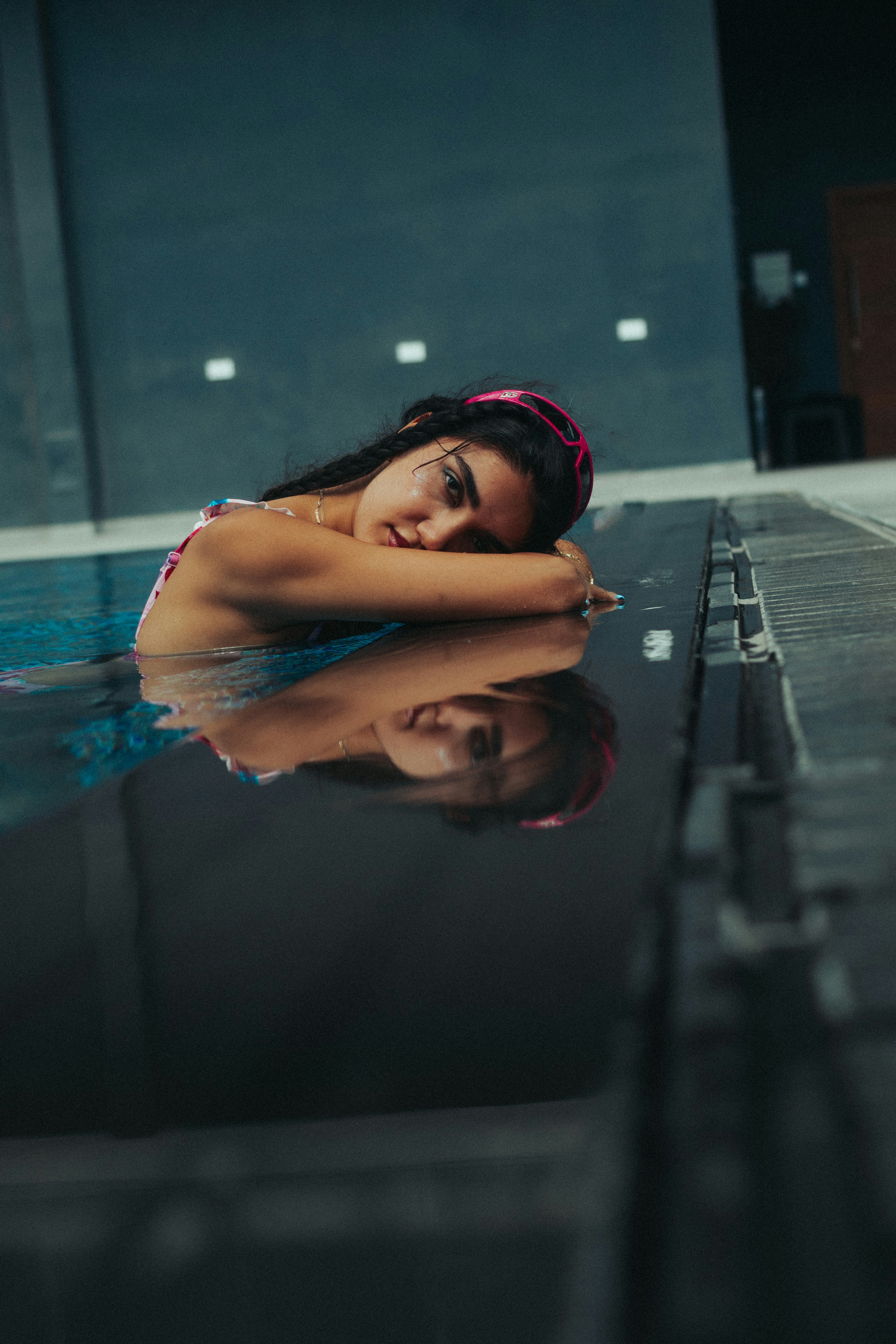 Glimmer at the Pool Edge: a Quiet Portrait Reflected