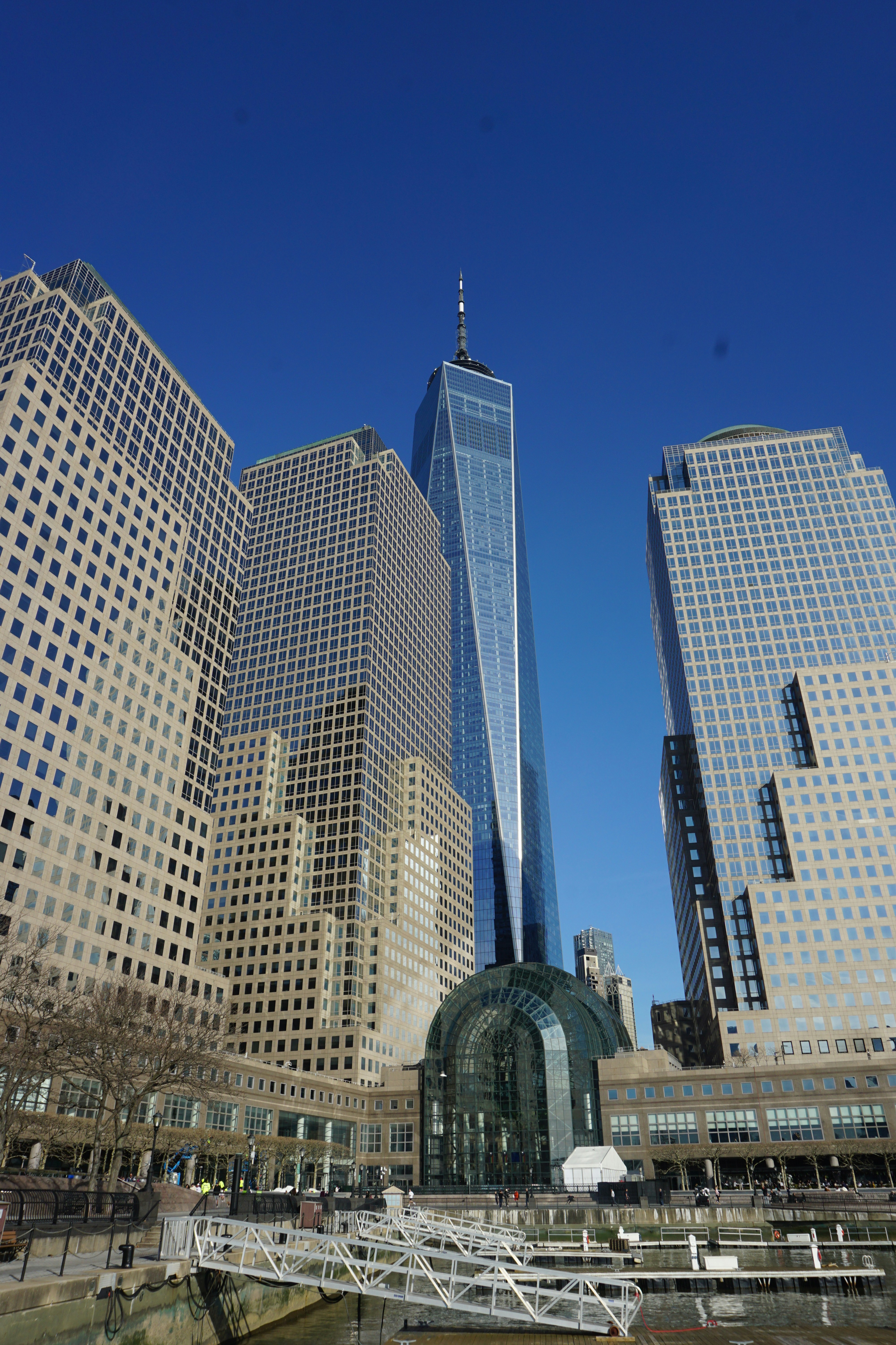 Spire and Glass: One World Trade Center Framed by a Ribbon of Skyward Towers