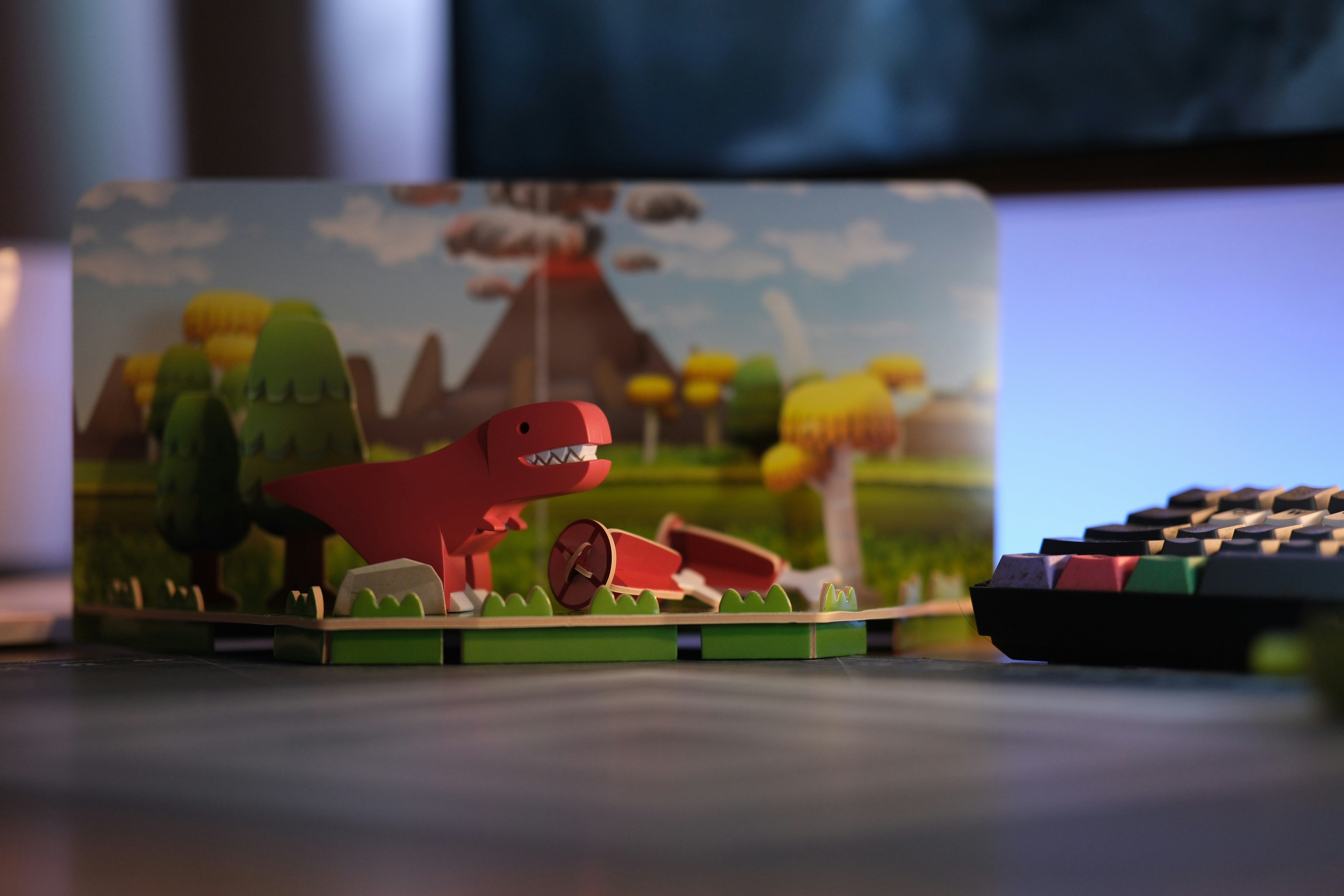 Dino in a Desk Diorama: A Warm, Whimsical Micro Moment