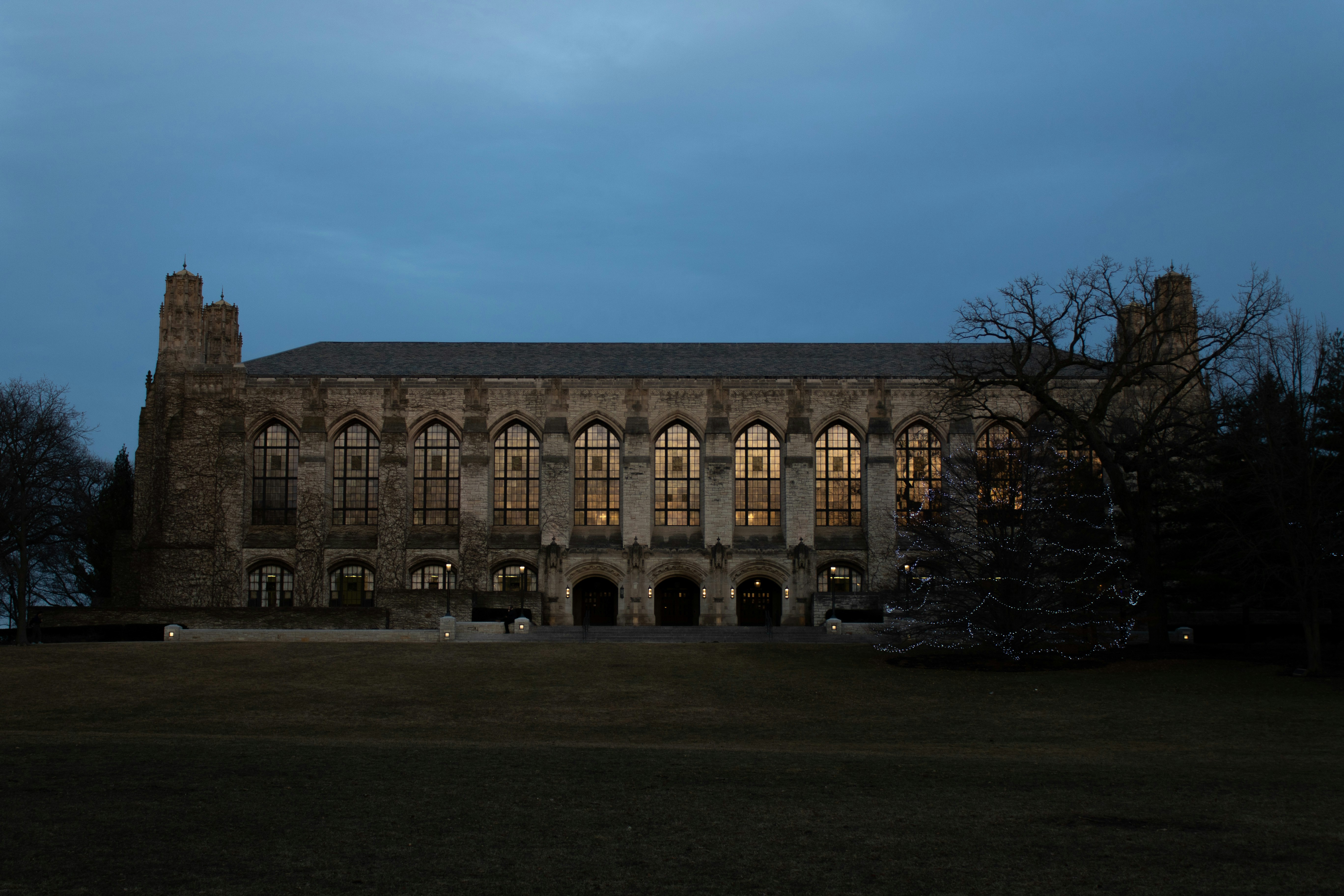 Holiday Glow Against Historic Architecture