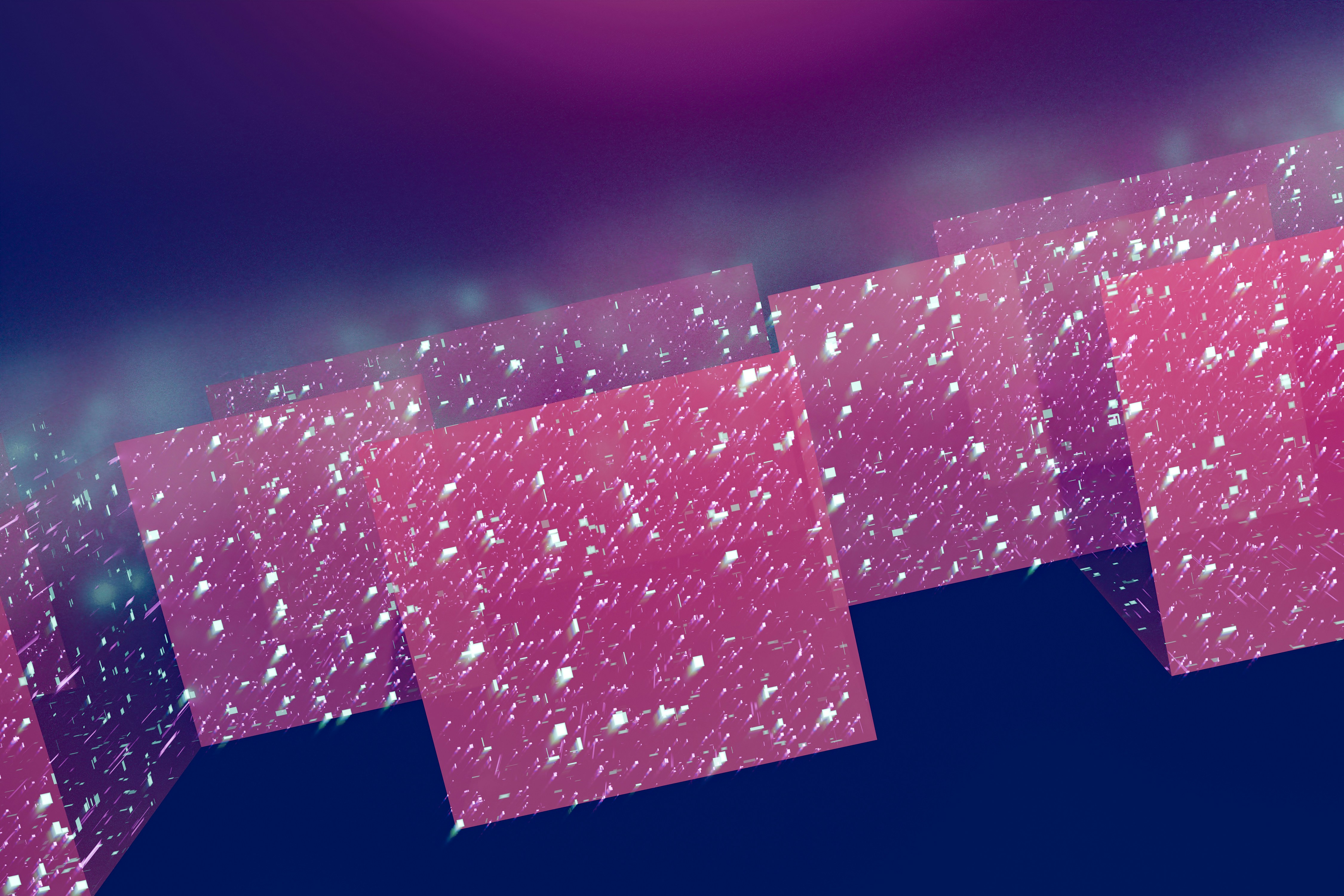 A group of pink cubes sitting on top of a blue surface photo – Free ...