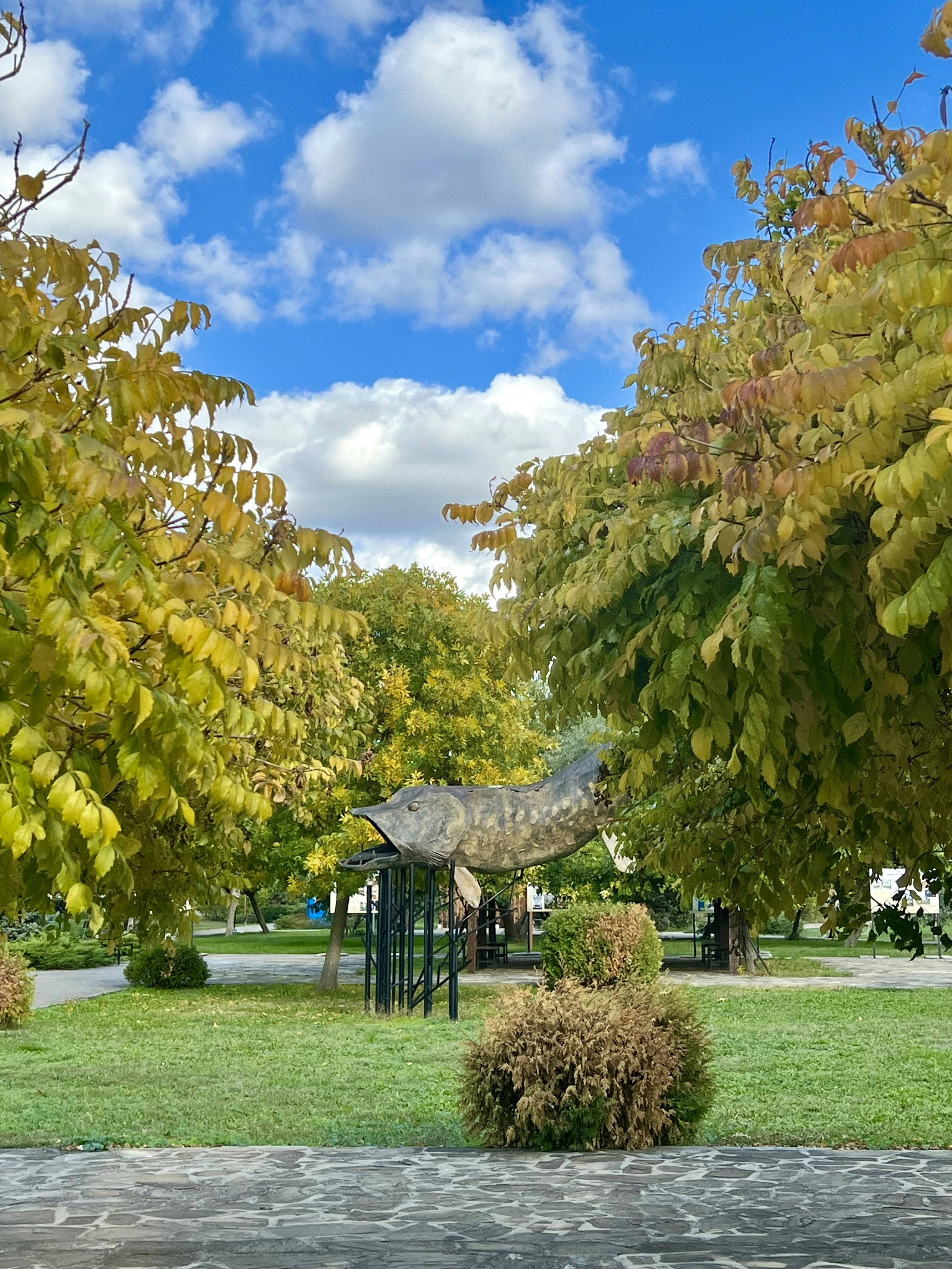 Dragon Amid Autumn Light in a Quiet City Park