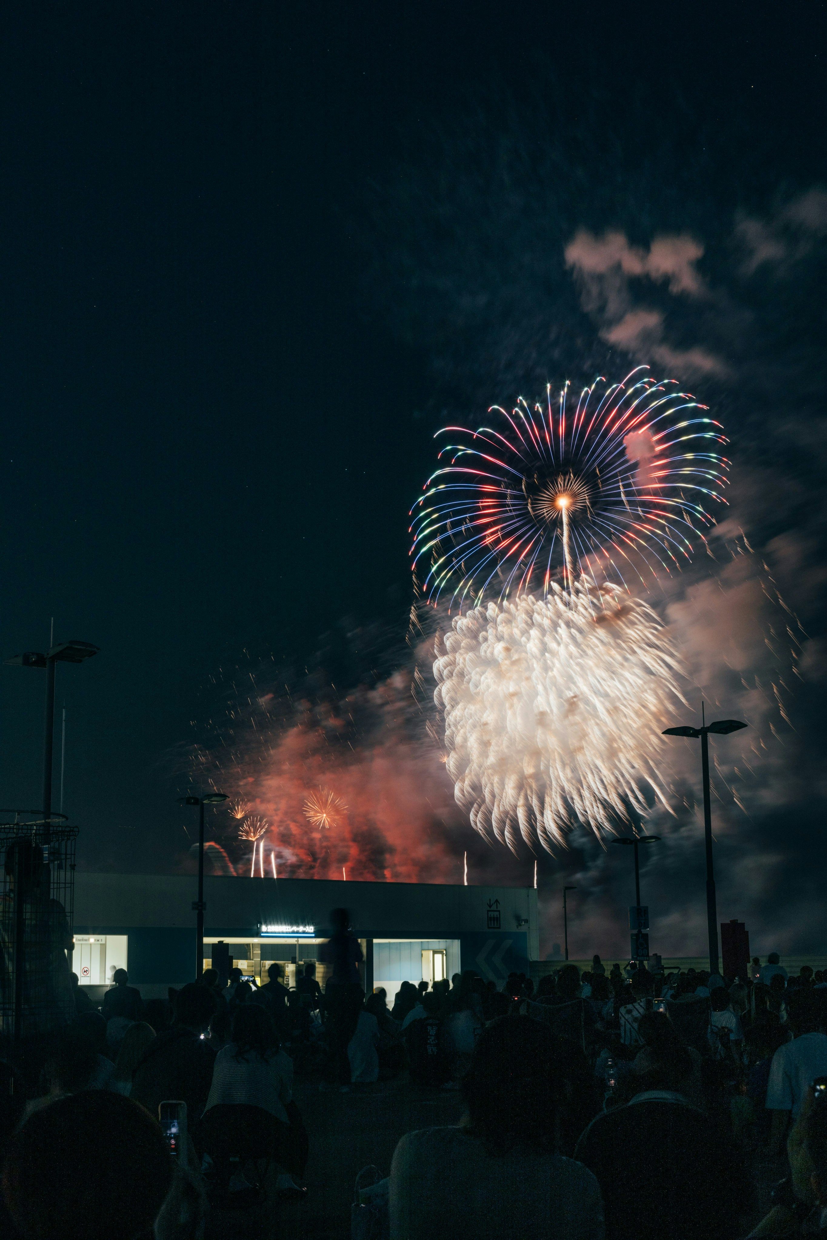 A crowd of people watching a fireworks display photo – Free Japan Image ...