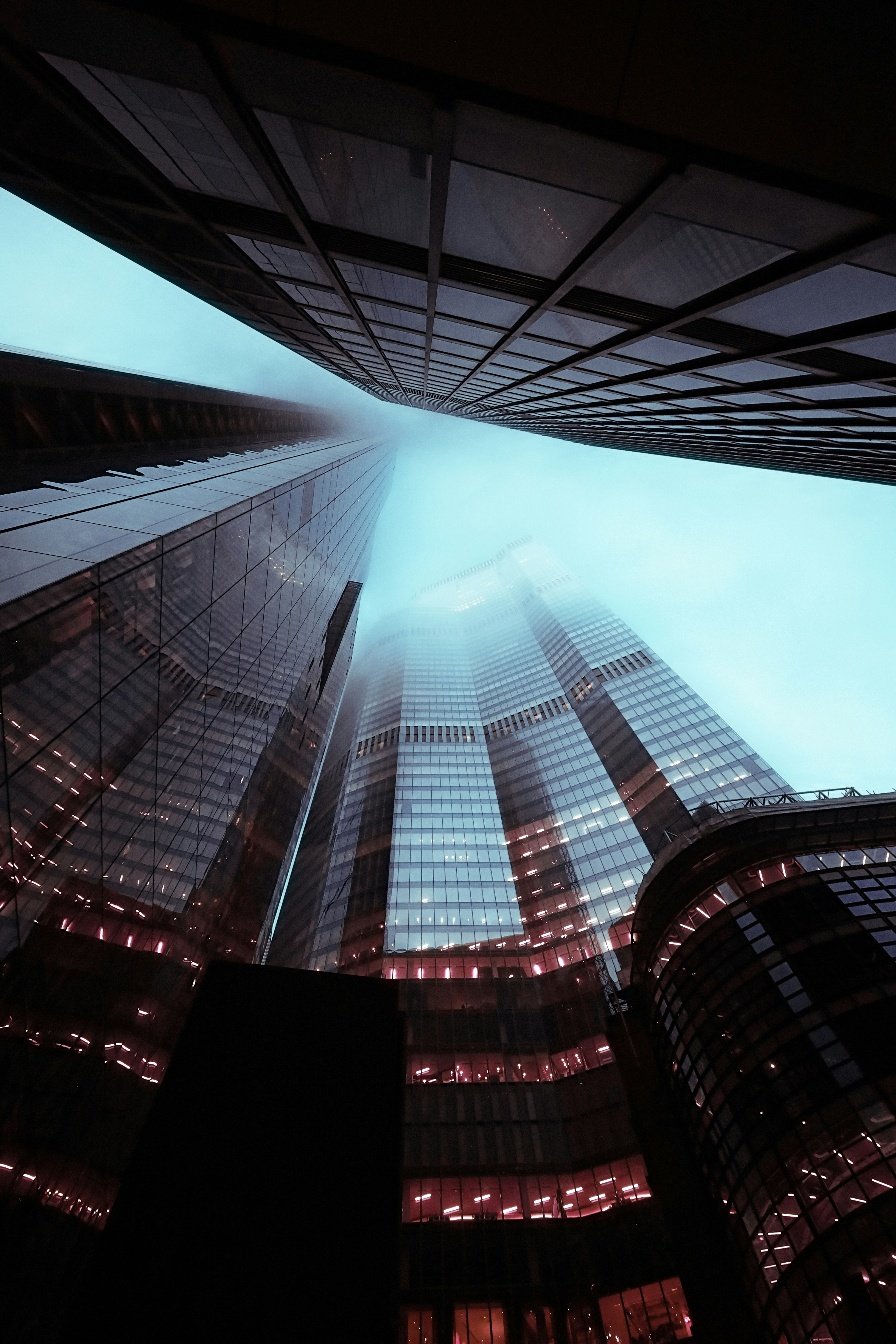 Skyward Collision: Towers Converge into a Mist