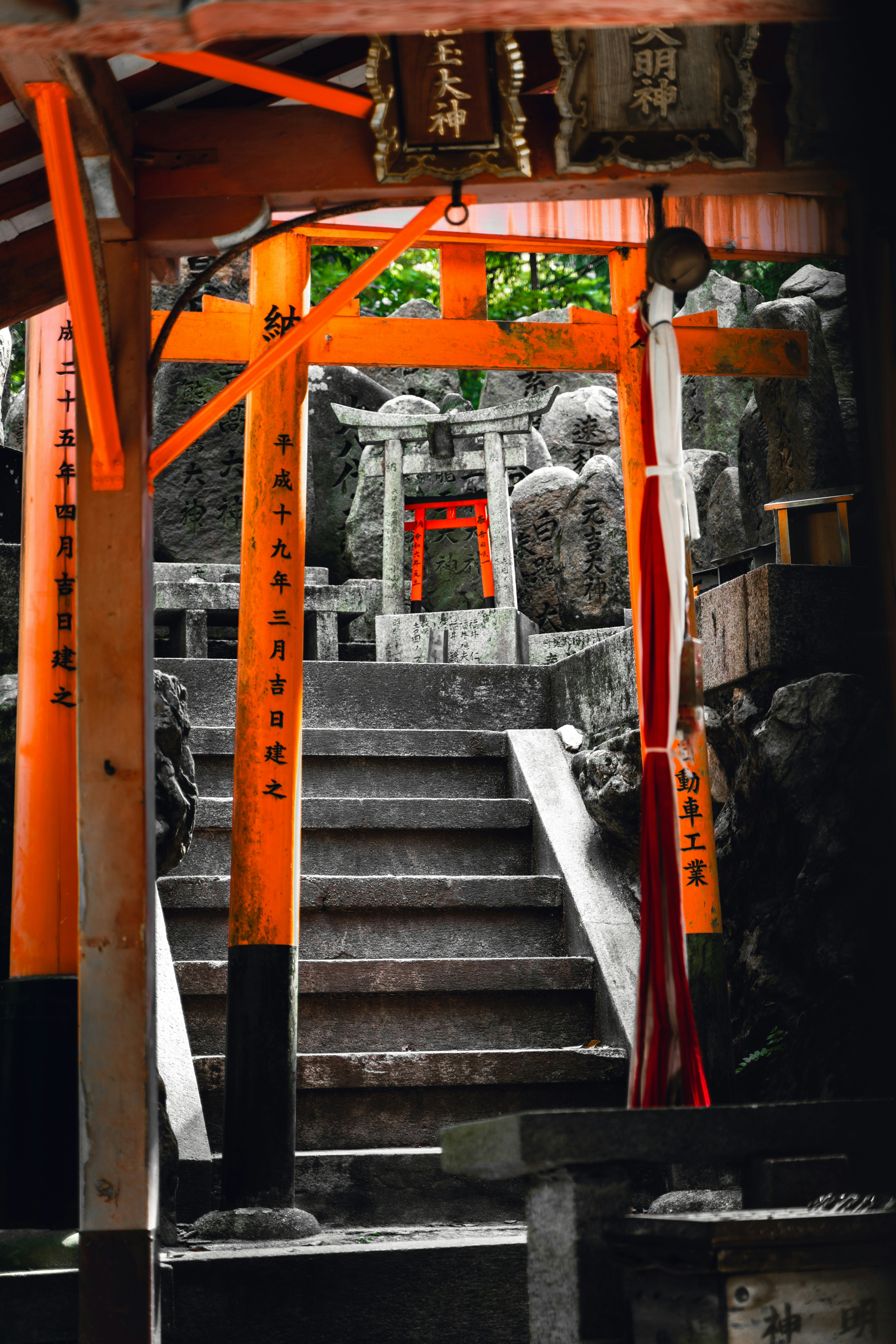 A red and orange shrine with steps leading up to it photo – Free ...