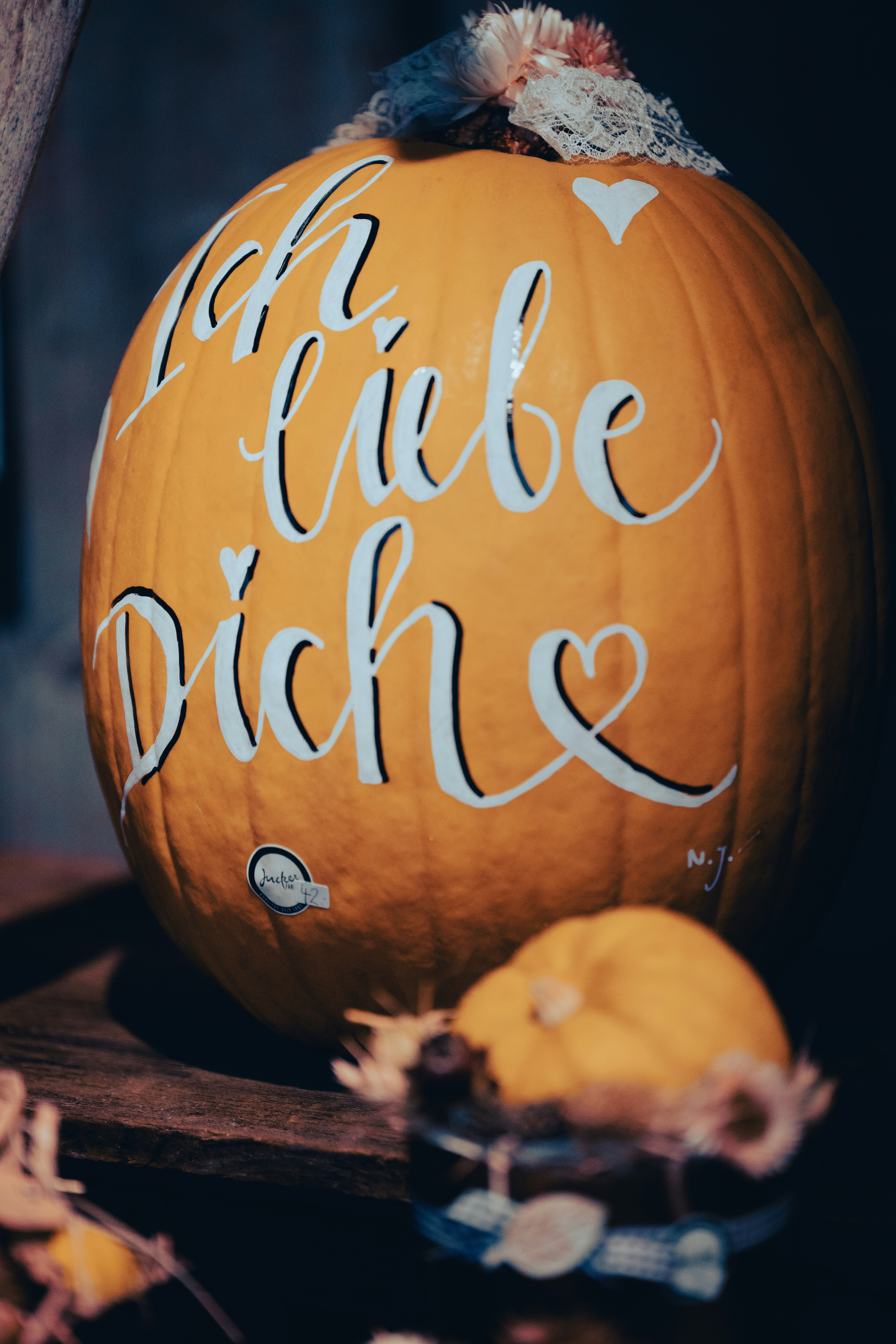 A pumpkin with the words hello little rich written on it photo – Free ...