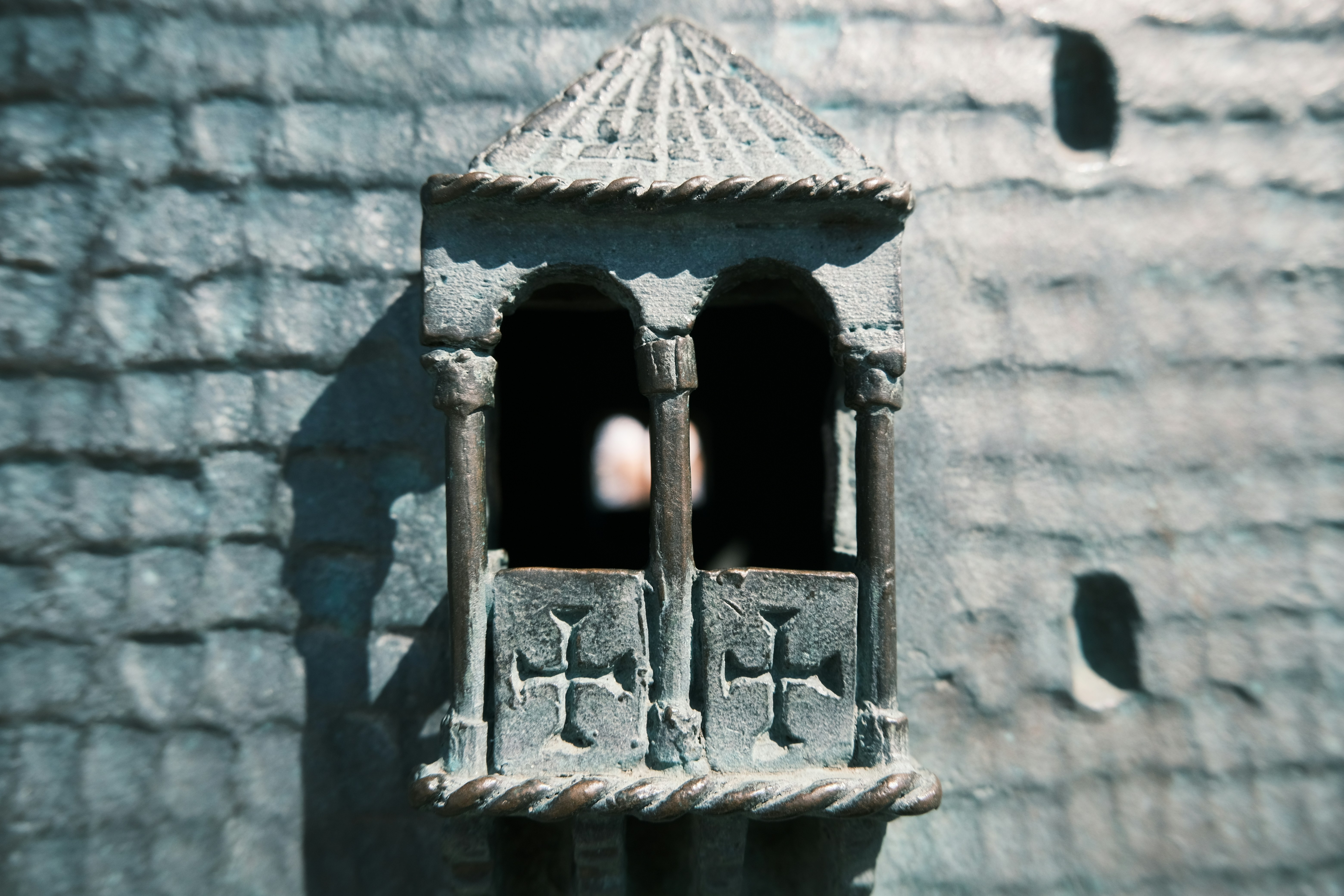 Miniature Bell Tower in Weathered Stone Facade
