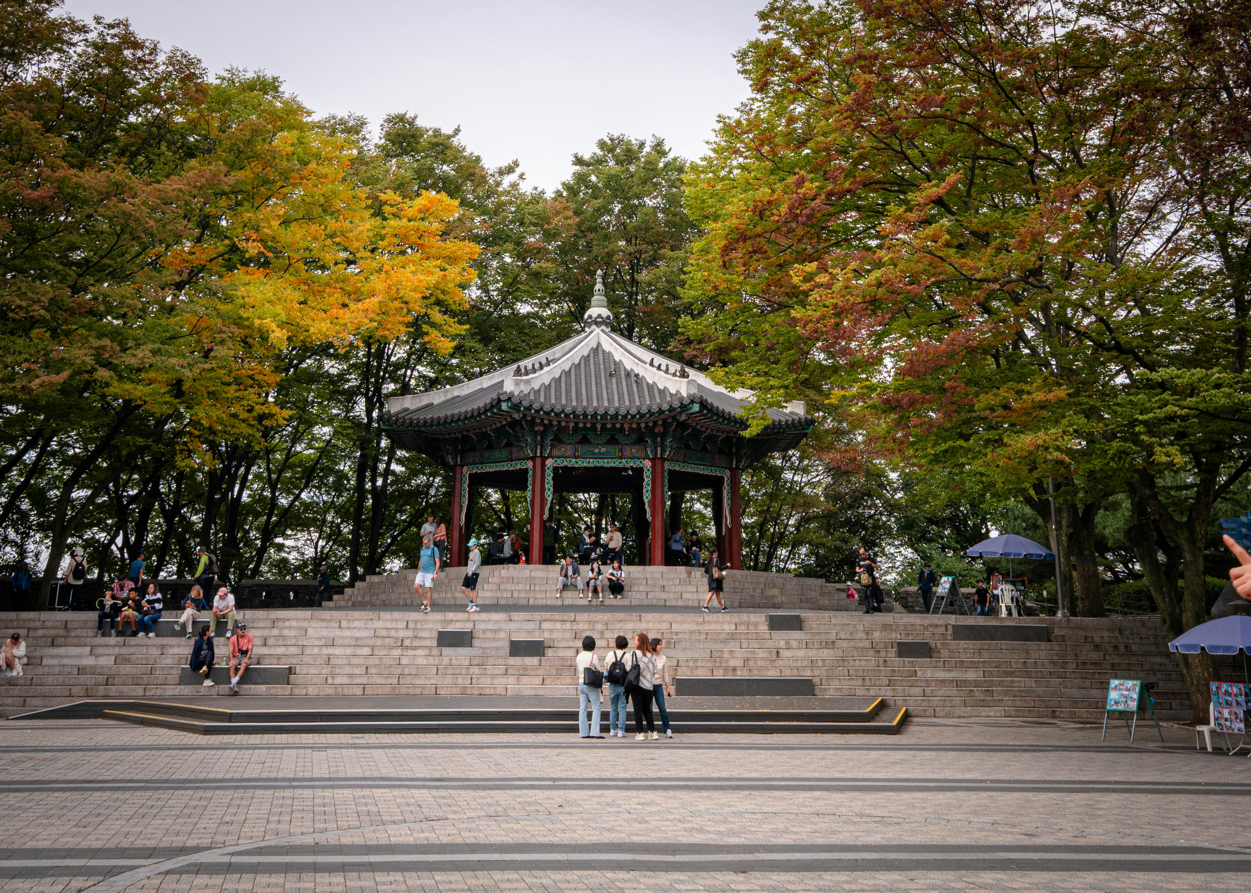 Autumn Pavilion Vista: Serenity at the Steps