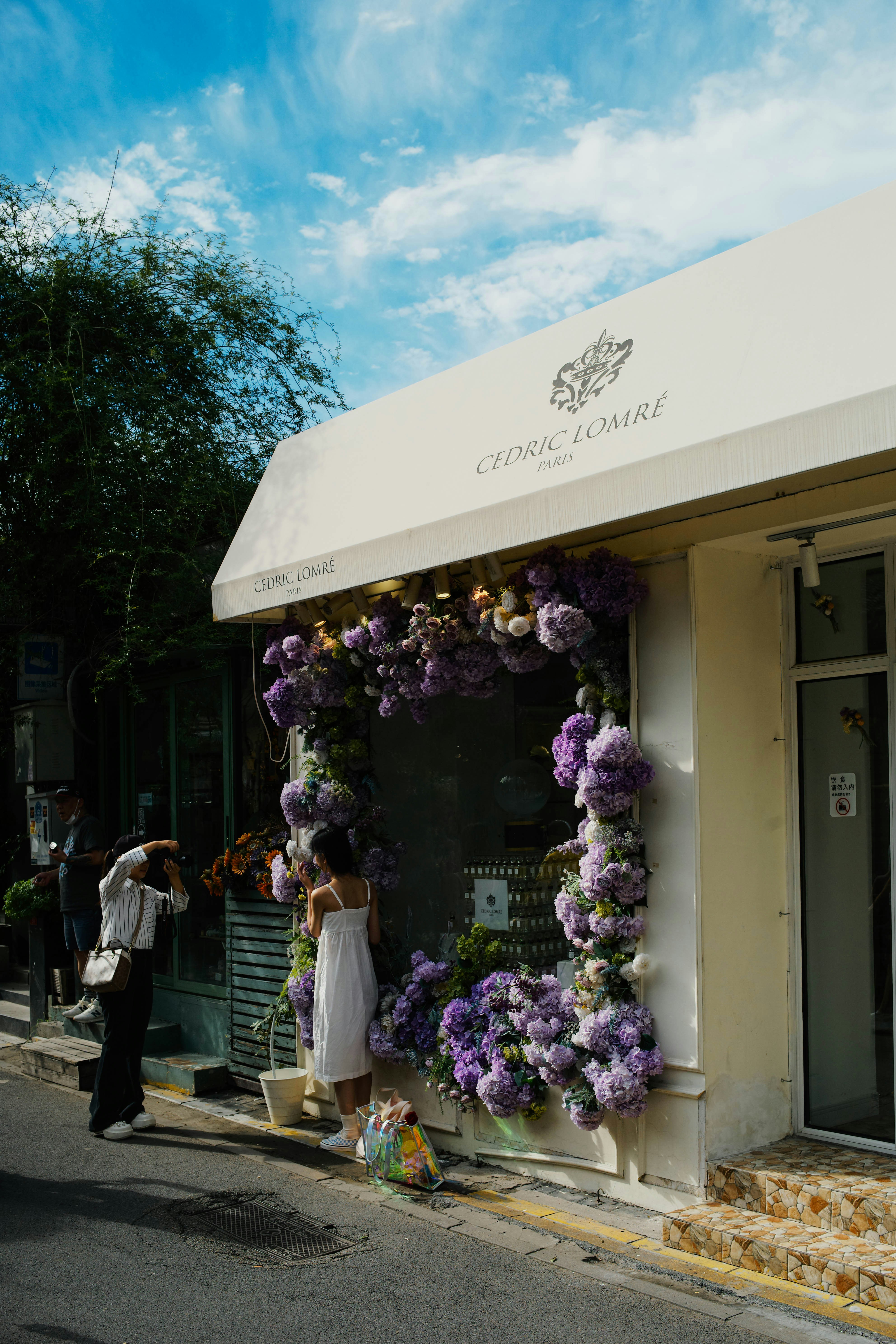 Lavender Hydrangea Frame at a Parisian Boutique