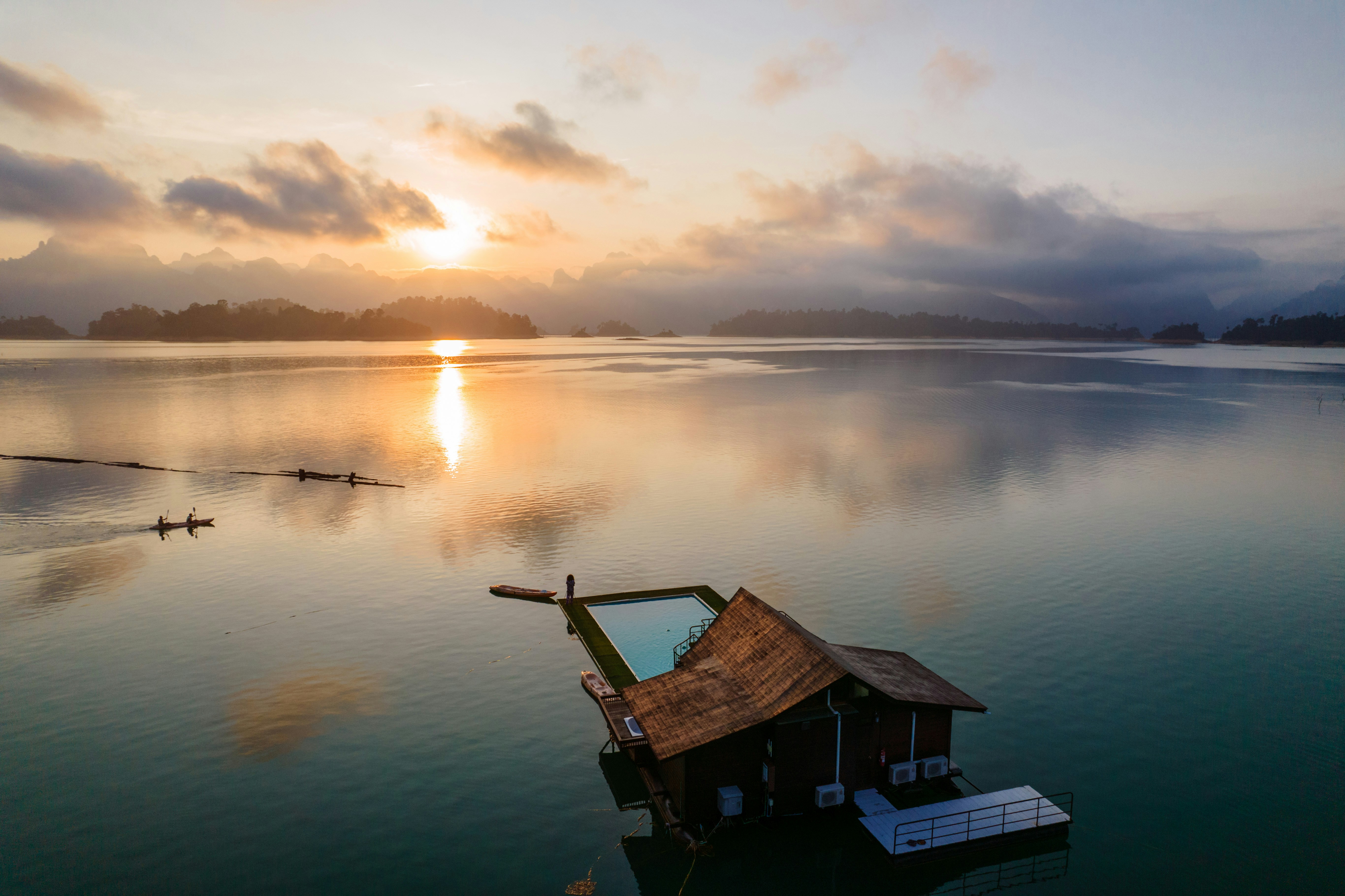 Serenity at Sunrise: Floating Haven